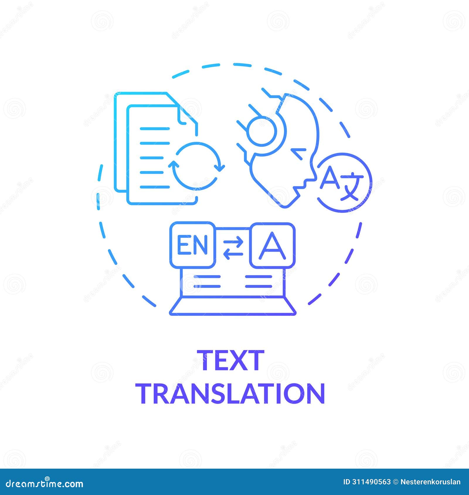 Text Translation Blue Gradient Concept Icon Stock Vector - Illustration ...