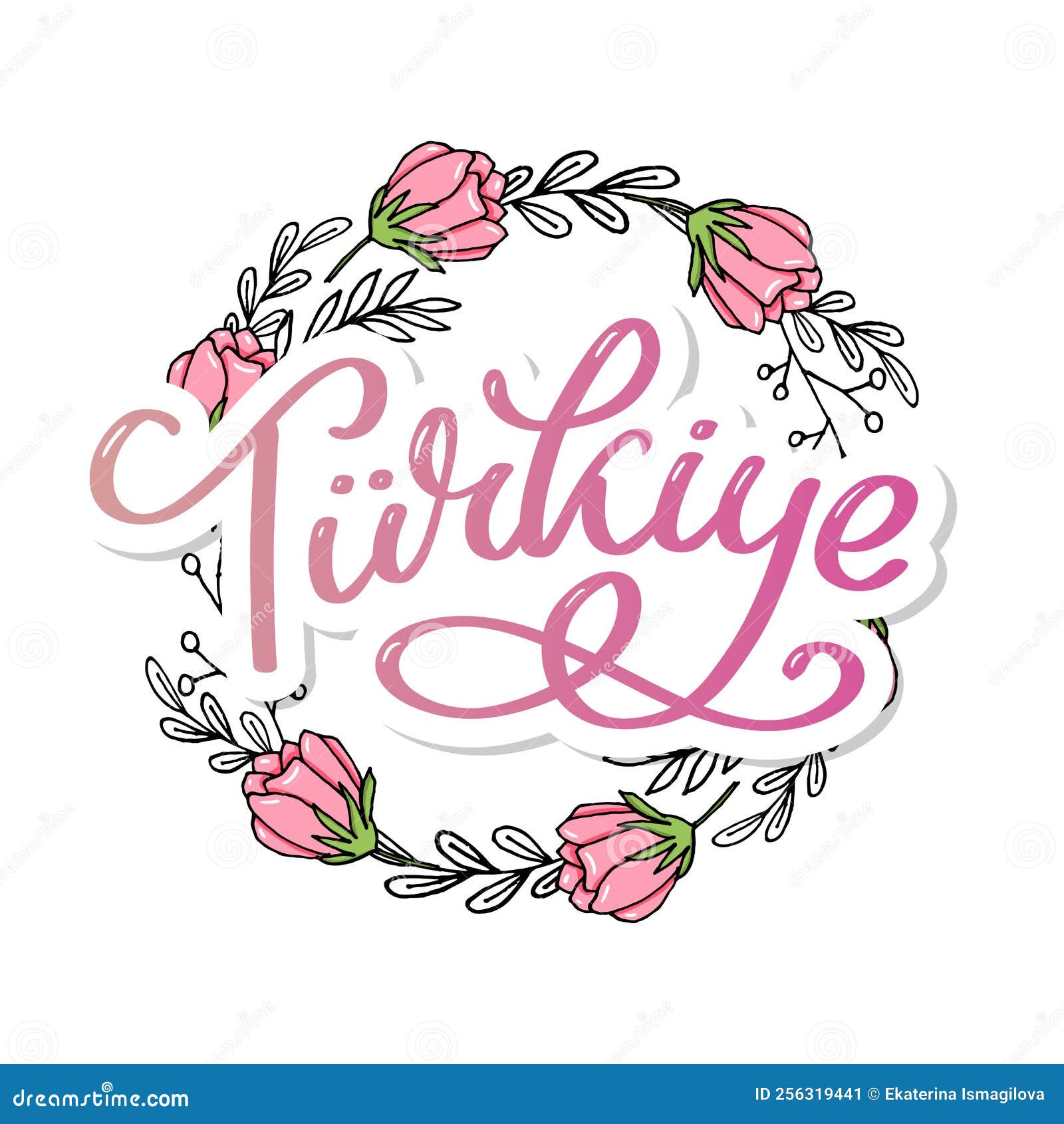 Text in the Turkish: Turkey Lettering. Handwritten Name of the Country ...