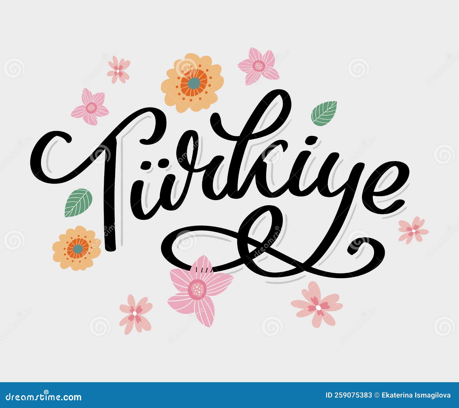 Text in the Turkish: Turkey Lettering. Handwritten Name of the Country ...