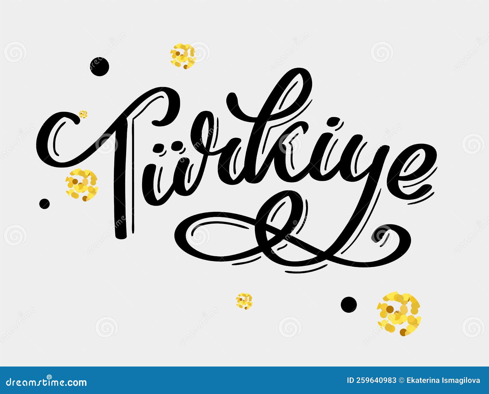 Text in the Turkish: Turkey Lettering. Handwritten Name of the Country ...