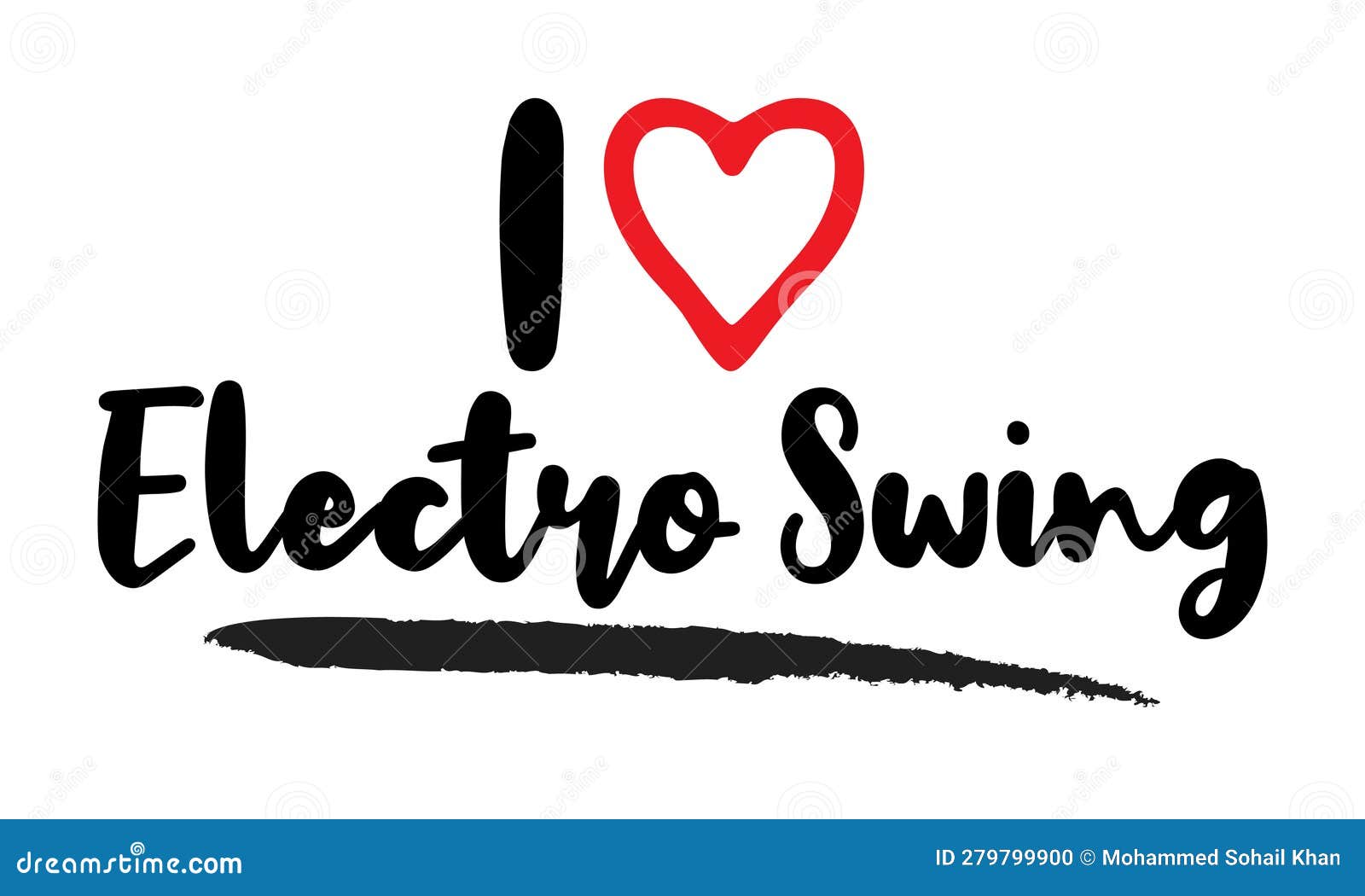 I Love Electro Swing Text Typography Stylish Lettering Phrase Vector ...