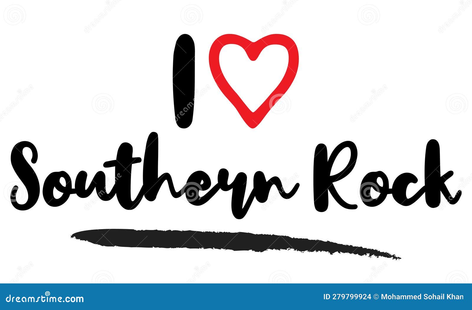 I Love Southern Rock Text Typography Stylish Lettering Phrase Vector ...