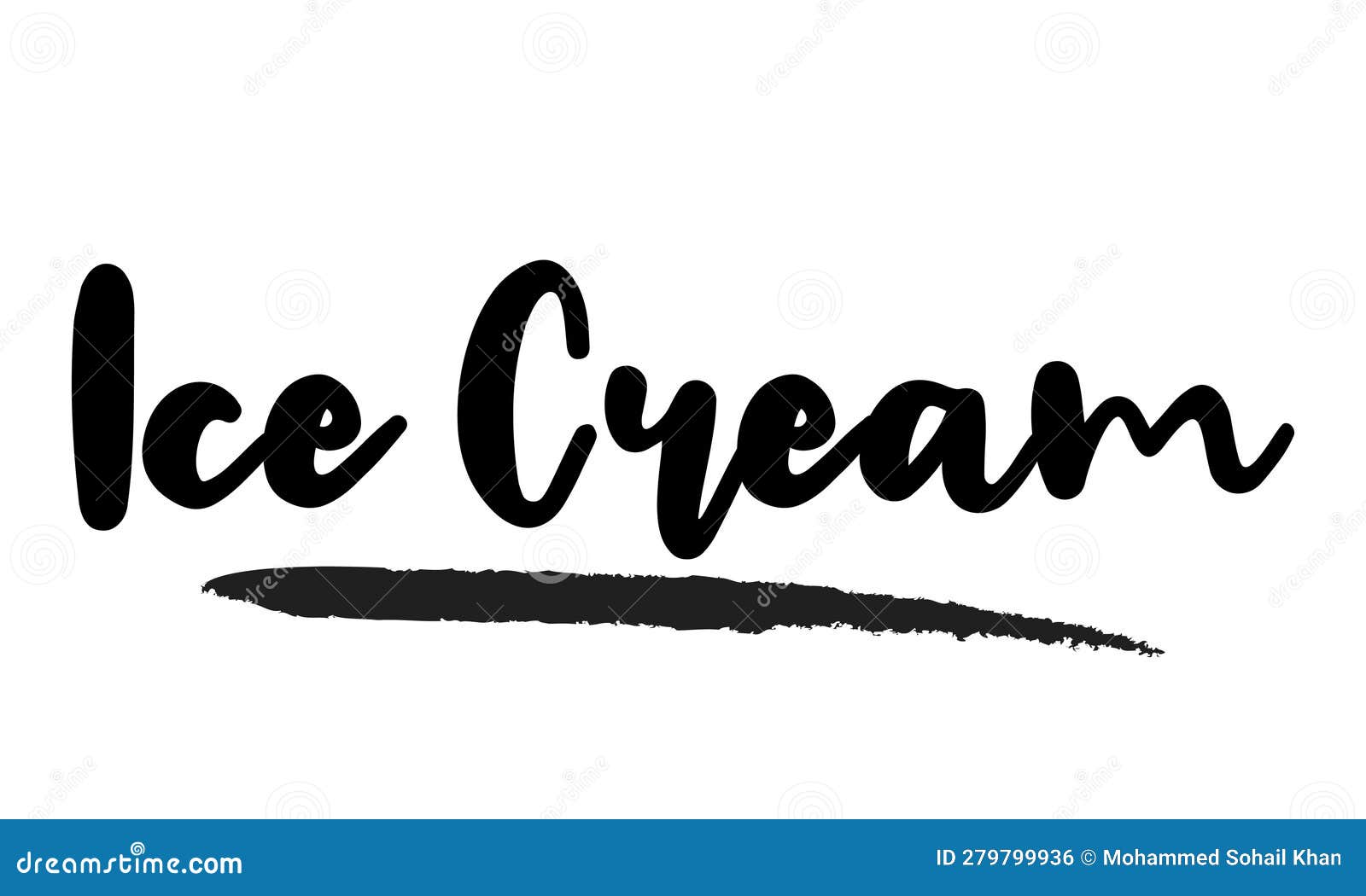 Ice Cream Text Typography Stylish Lettering Phrase Vector Design Stock ...