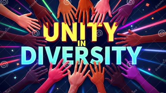 Text Unity in Diversity with Bright Hands Forming a Circle in Inclusive ...