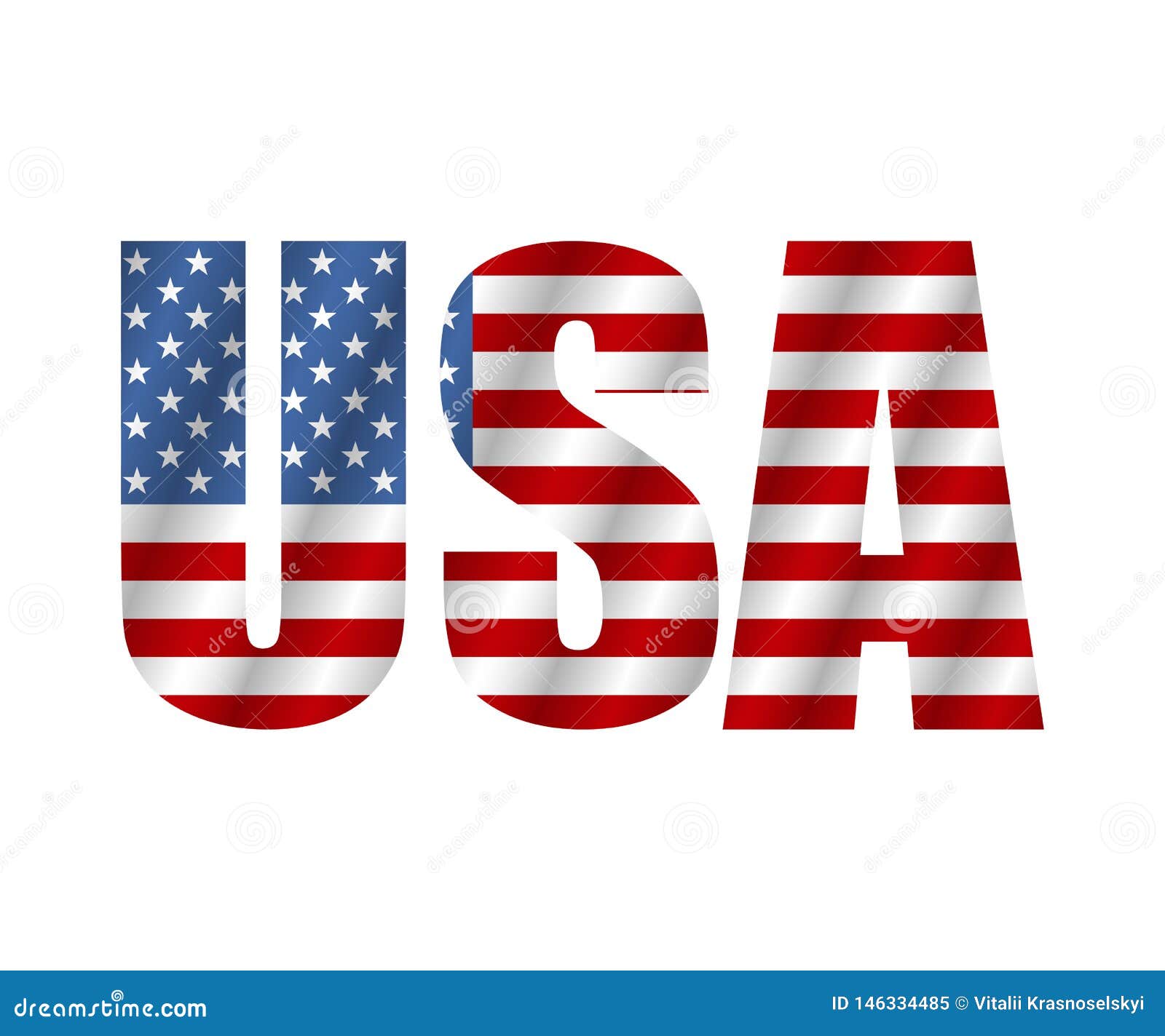 Text Usa In Style Flag Flag American Isolated On White Background
