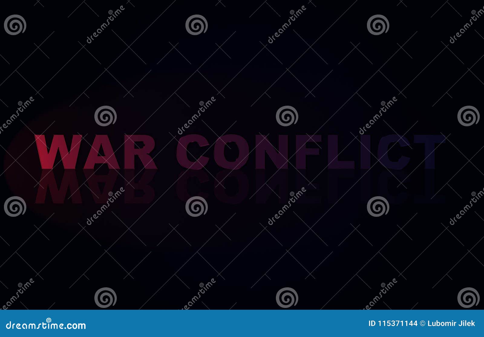 Text War Conflict, Metallic Font Effect. Reflection of Text. Red-blue ...
