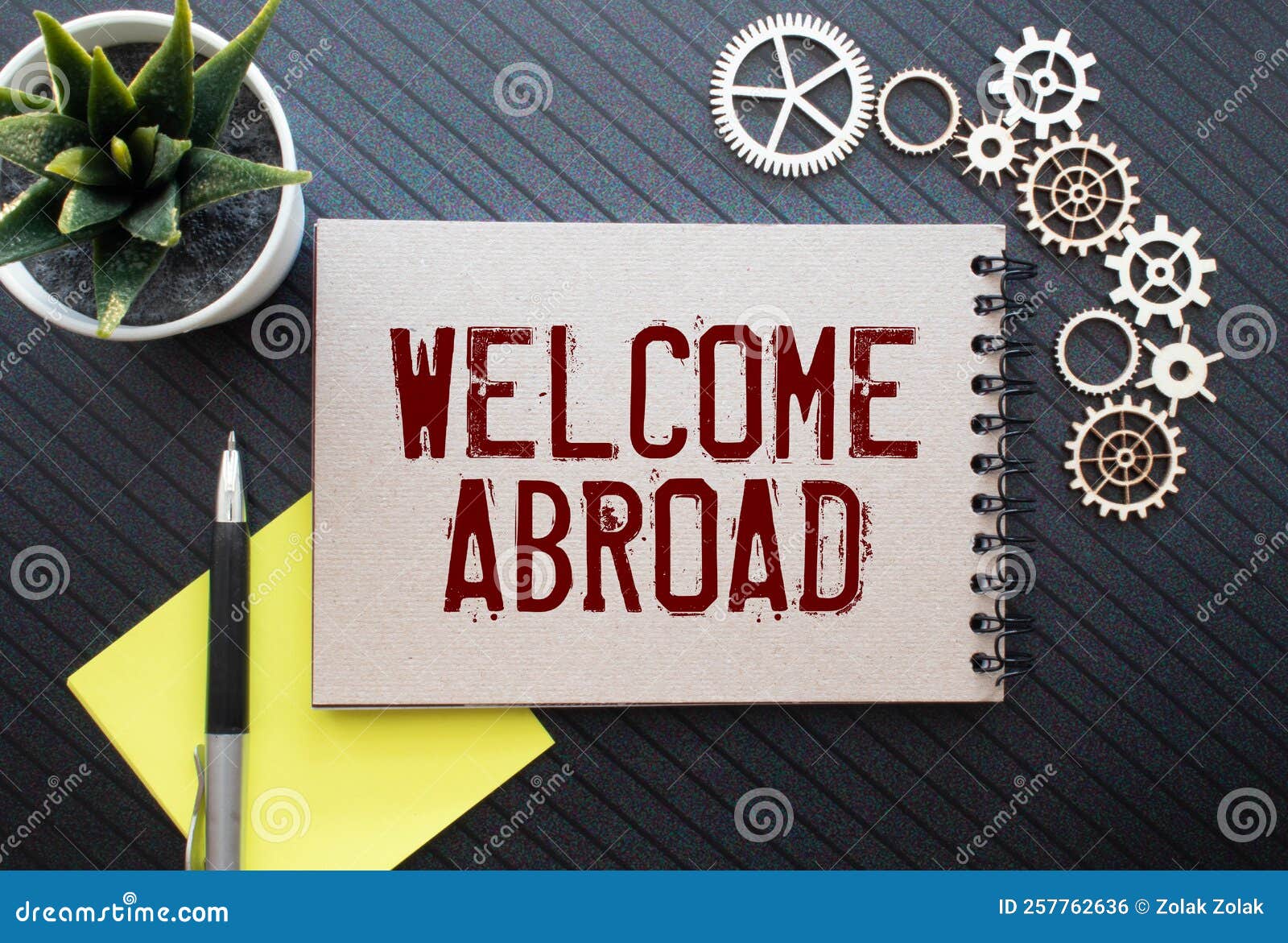 Text WELCOME ABROAD on a Sticker on the Calculator, Business Concept ...