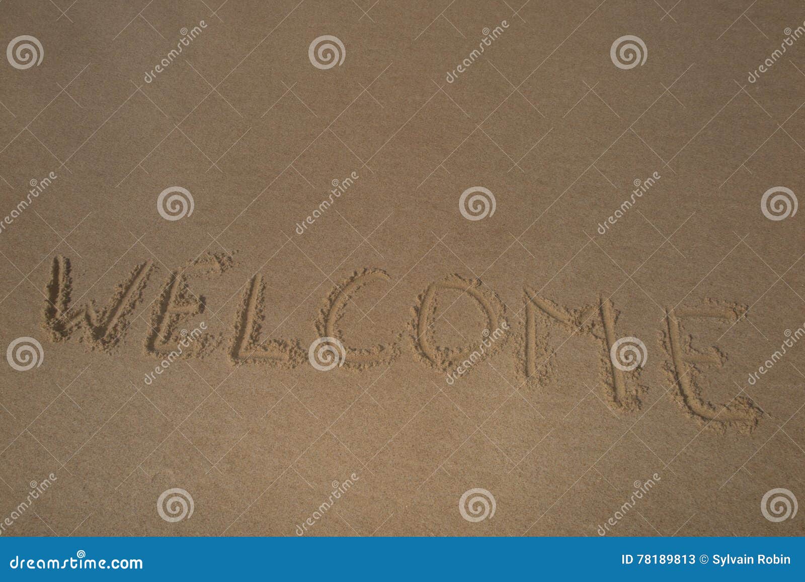 Text "welcome" on the Beach Sand Summertime Stock Image - Image of ...