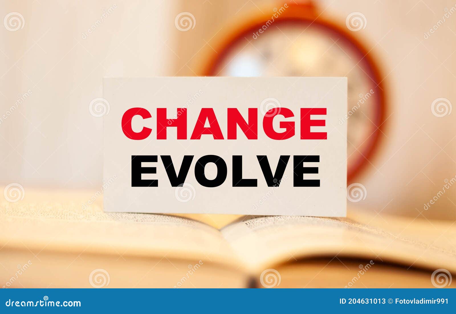 Text on White Paper Change Evolve, on Open Book Stock Image - Image of ...