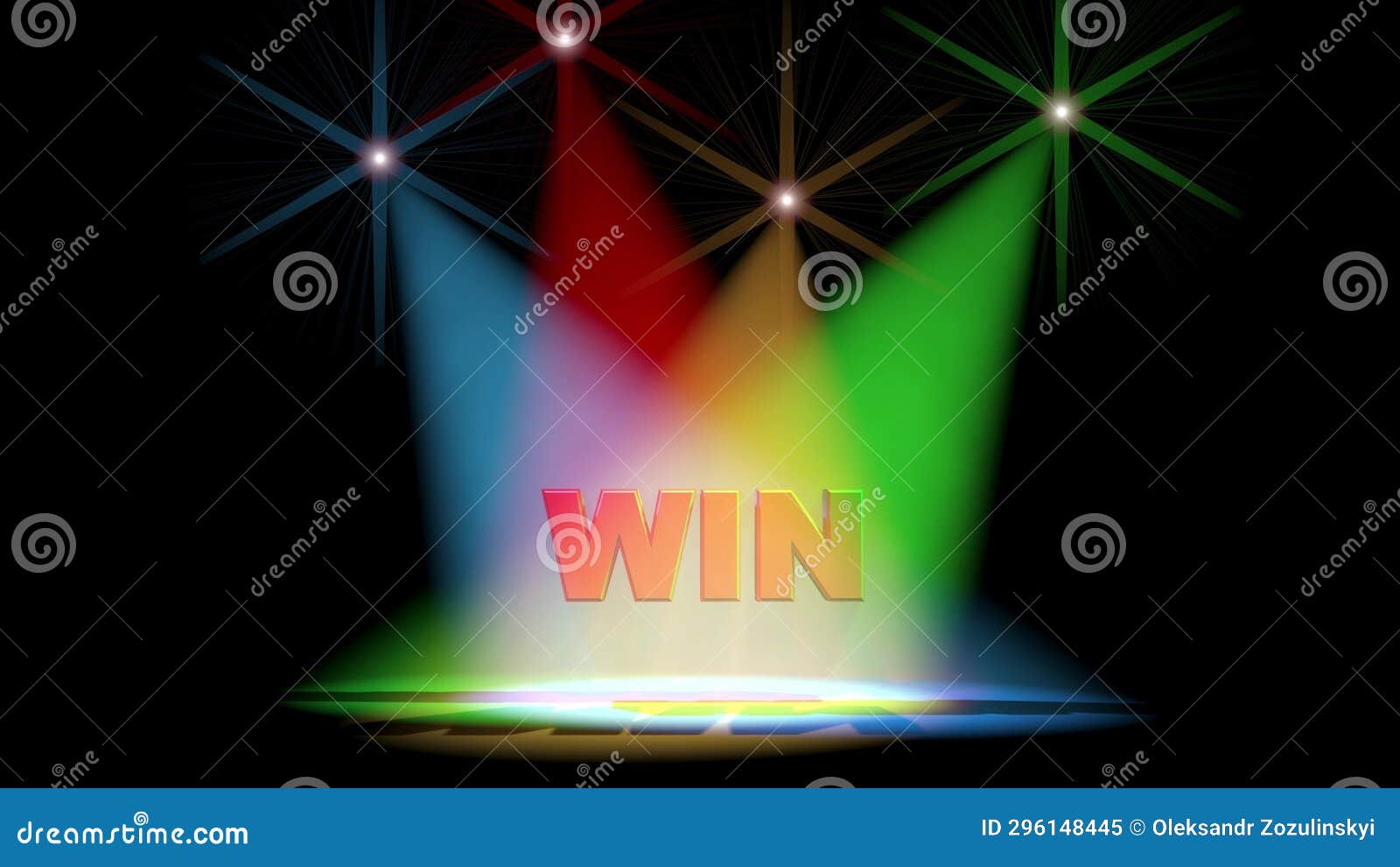 Text WIN Color Volume Lights Intro 3d Stock Illustration - Illustration ...