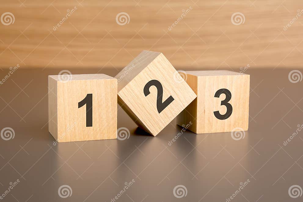 123 Text on Wooden Cubes. Wooden Background. Foreground Stock Photo ...