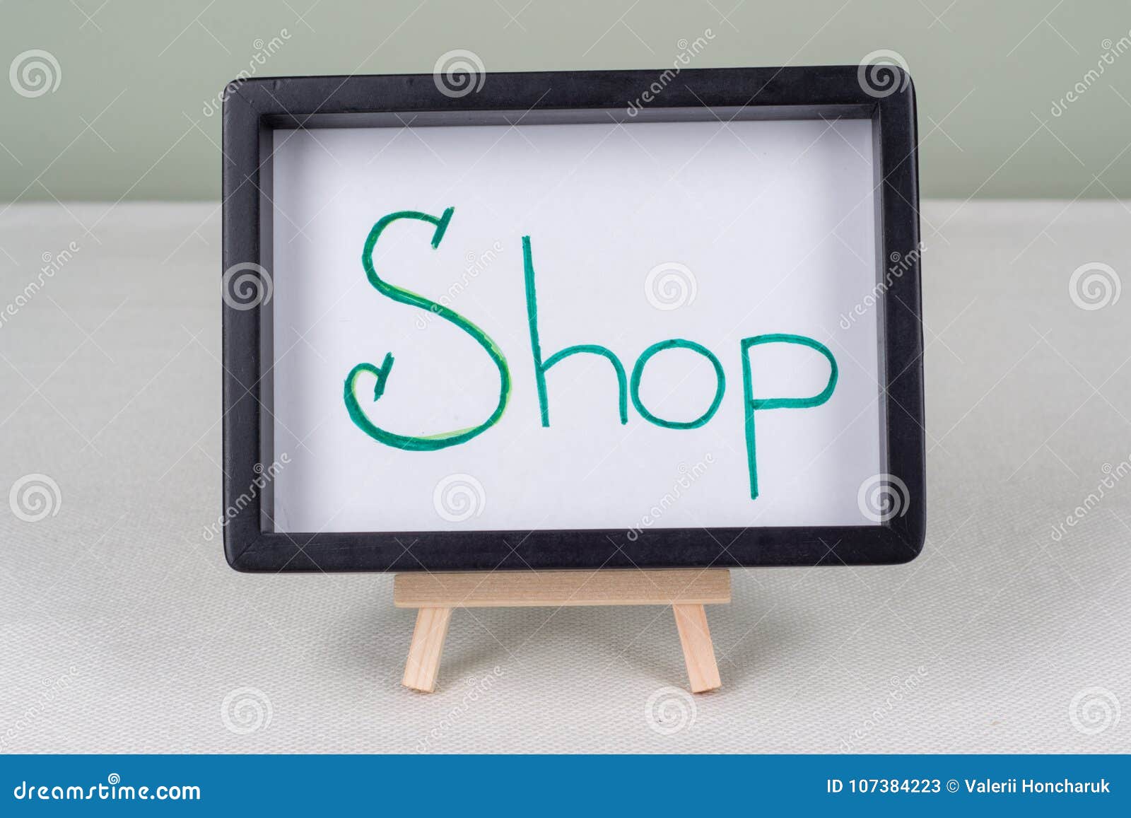 Text Word SHOP, Black Frame, on White Table. Stock Image - Image of ...
