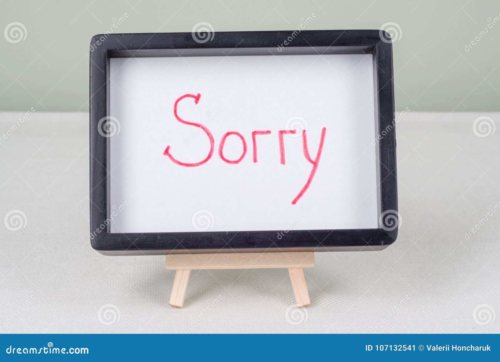 Text Word SORRY, Black Frame, on White Table. Stock Image - Image of ...