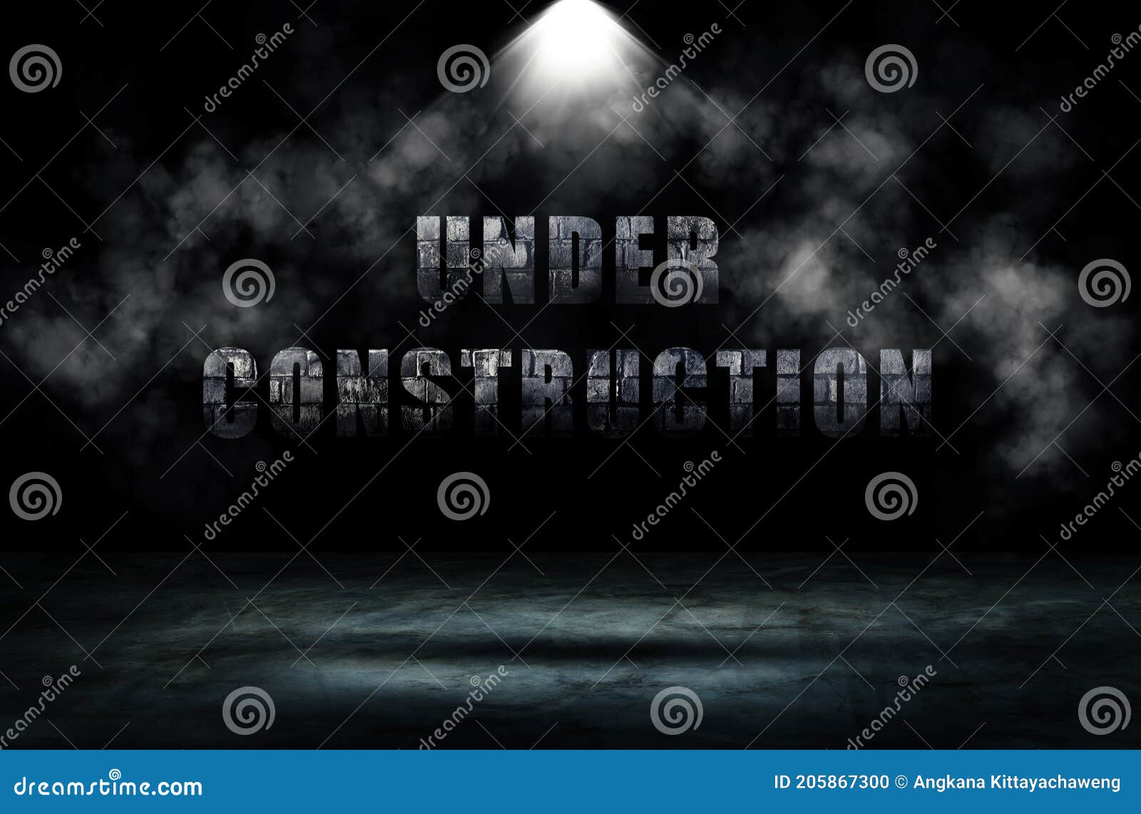Text Wording Under Construction in Dark Room. Stock Illustration ...