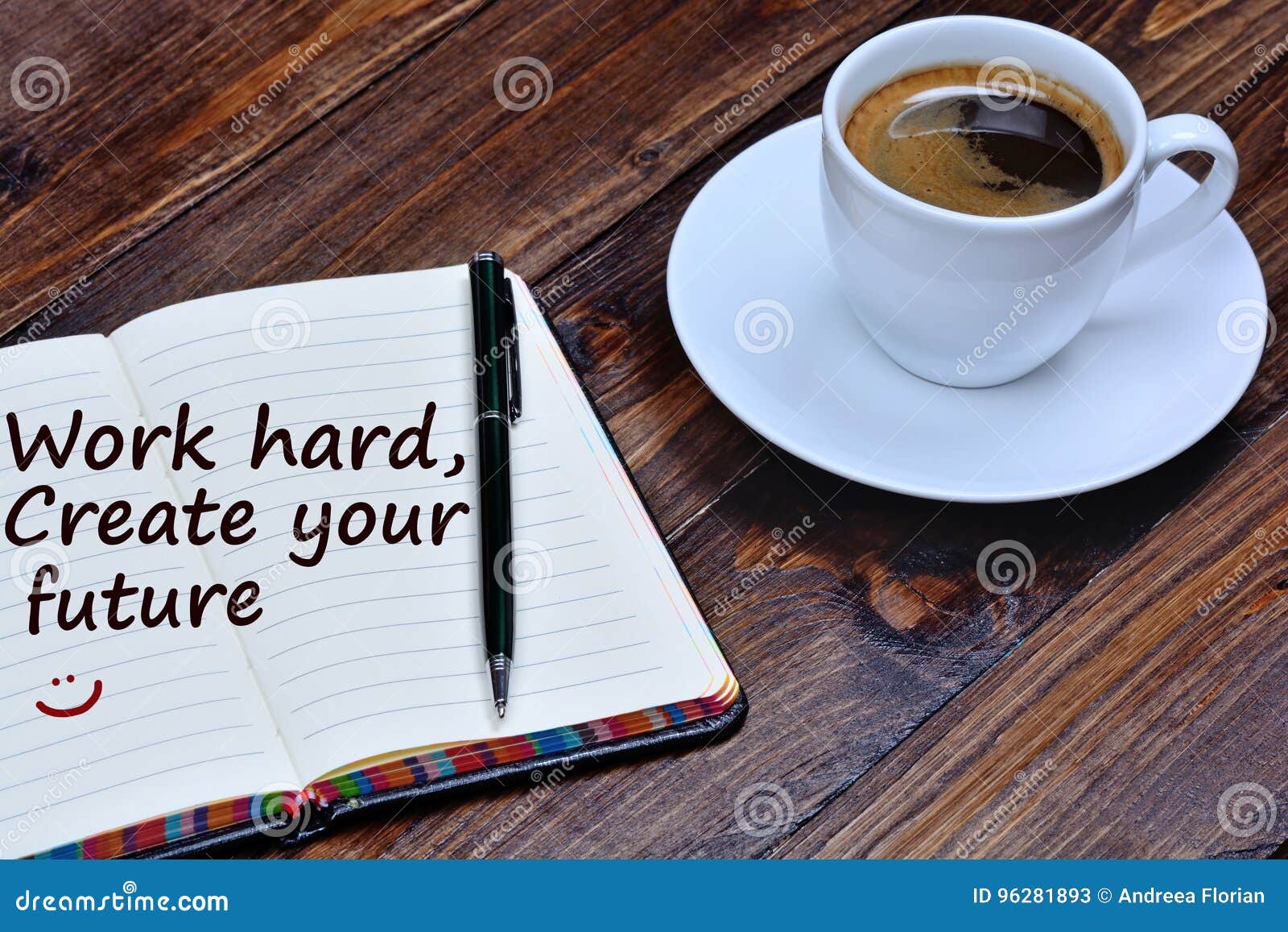 Text Work Hard. Create Your Future on Notebook Stock Image - Image of ...