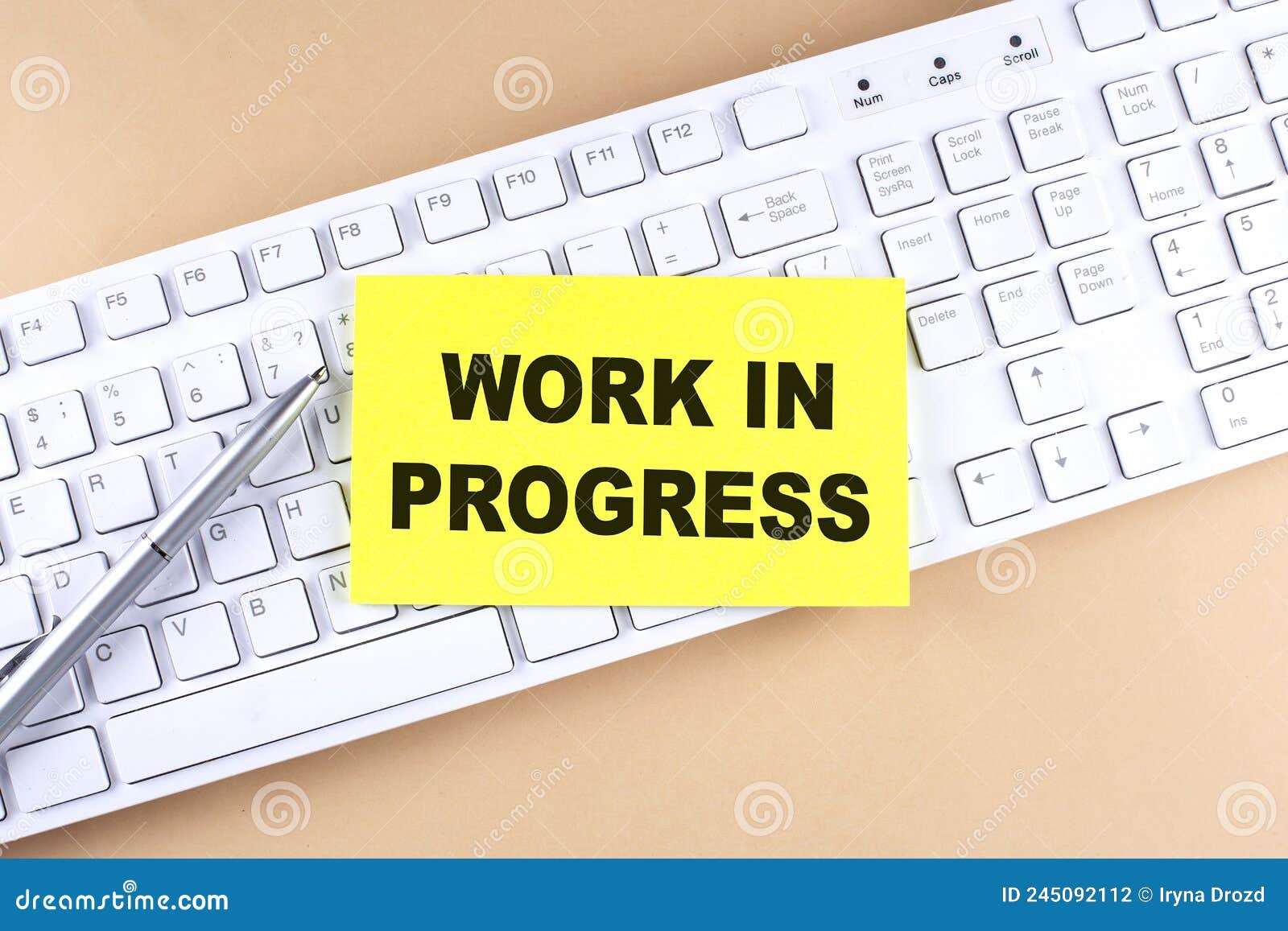 Text WORK in PROGRESS Text on a Sticky on Keyboard, Business Concept ...