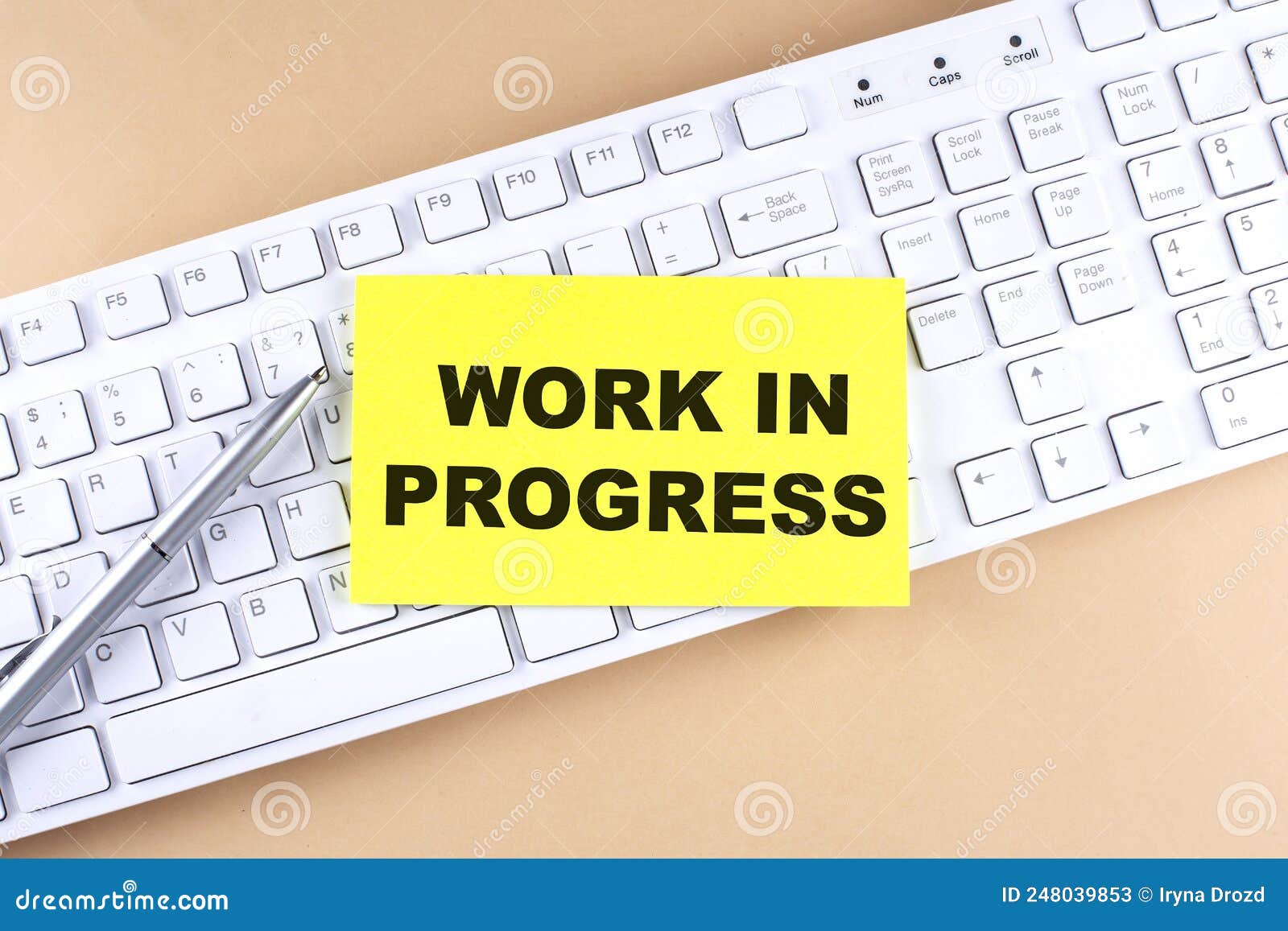 Text WORK in PROGRESS Text on a Sticky on Keyboard, Business Concept ...