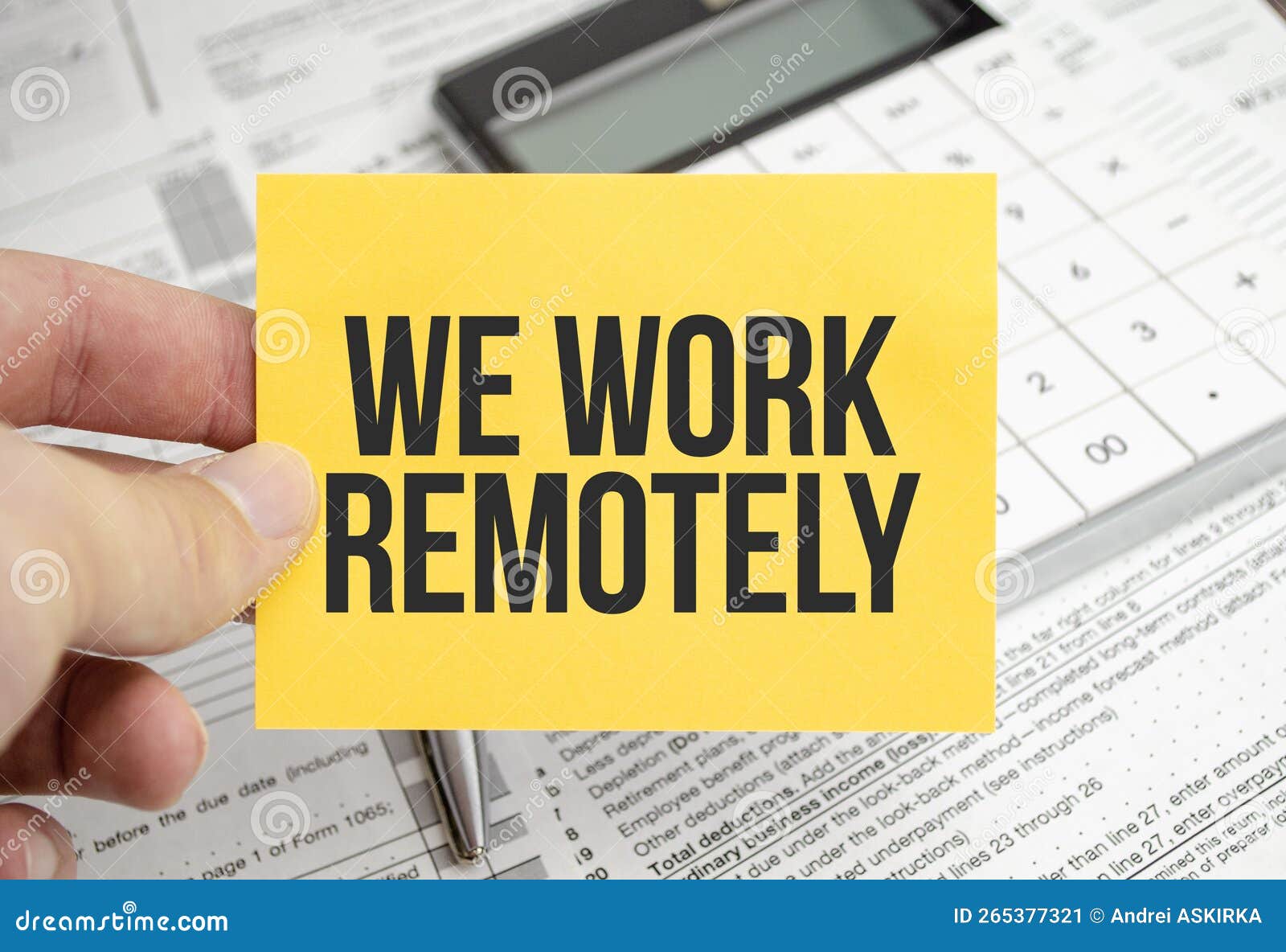 Text we Work Remotely on a Yellow Business Card Stock Image - Image of ...