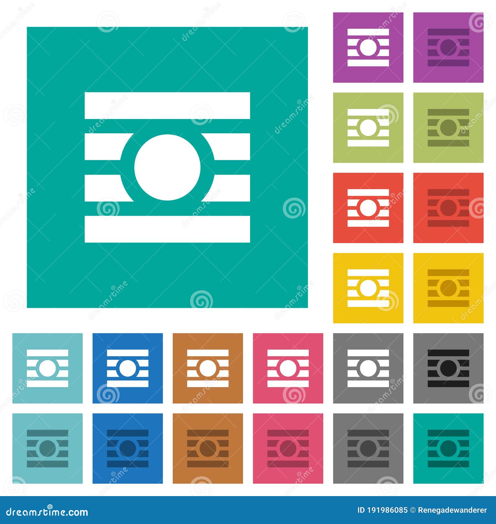 Text Wrap Around Objects Square Flat Multi Colored Icons Stock Vector ...
