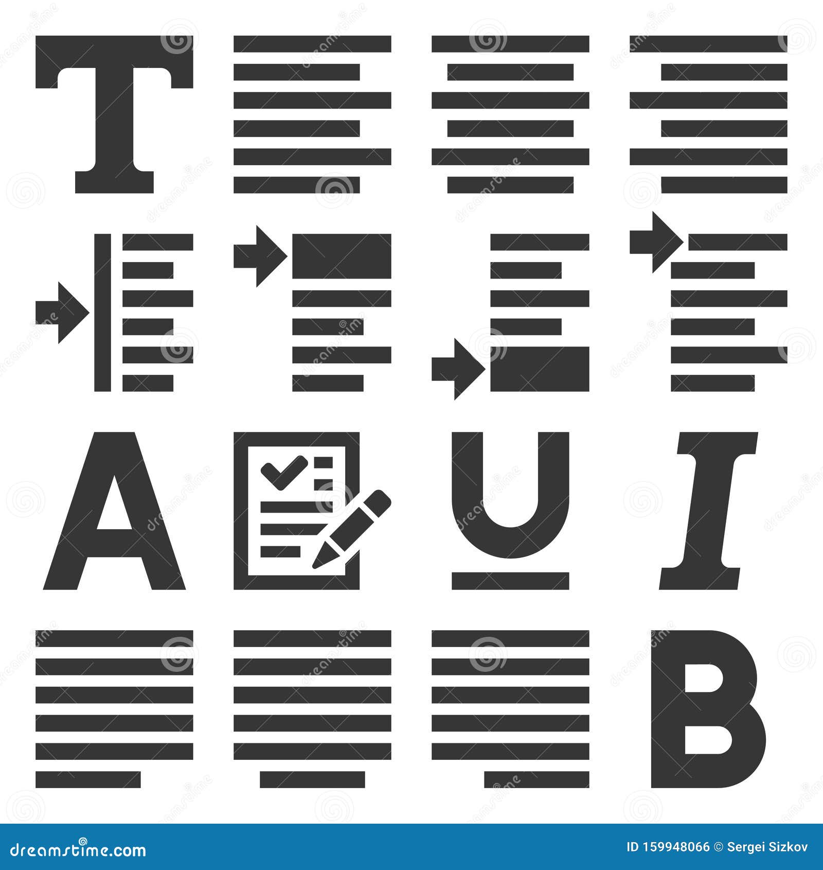 Text Write and Edit Icons Set. Vector Stock Vector - Illustration of ...