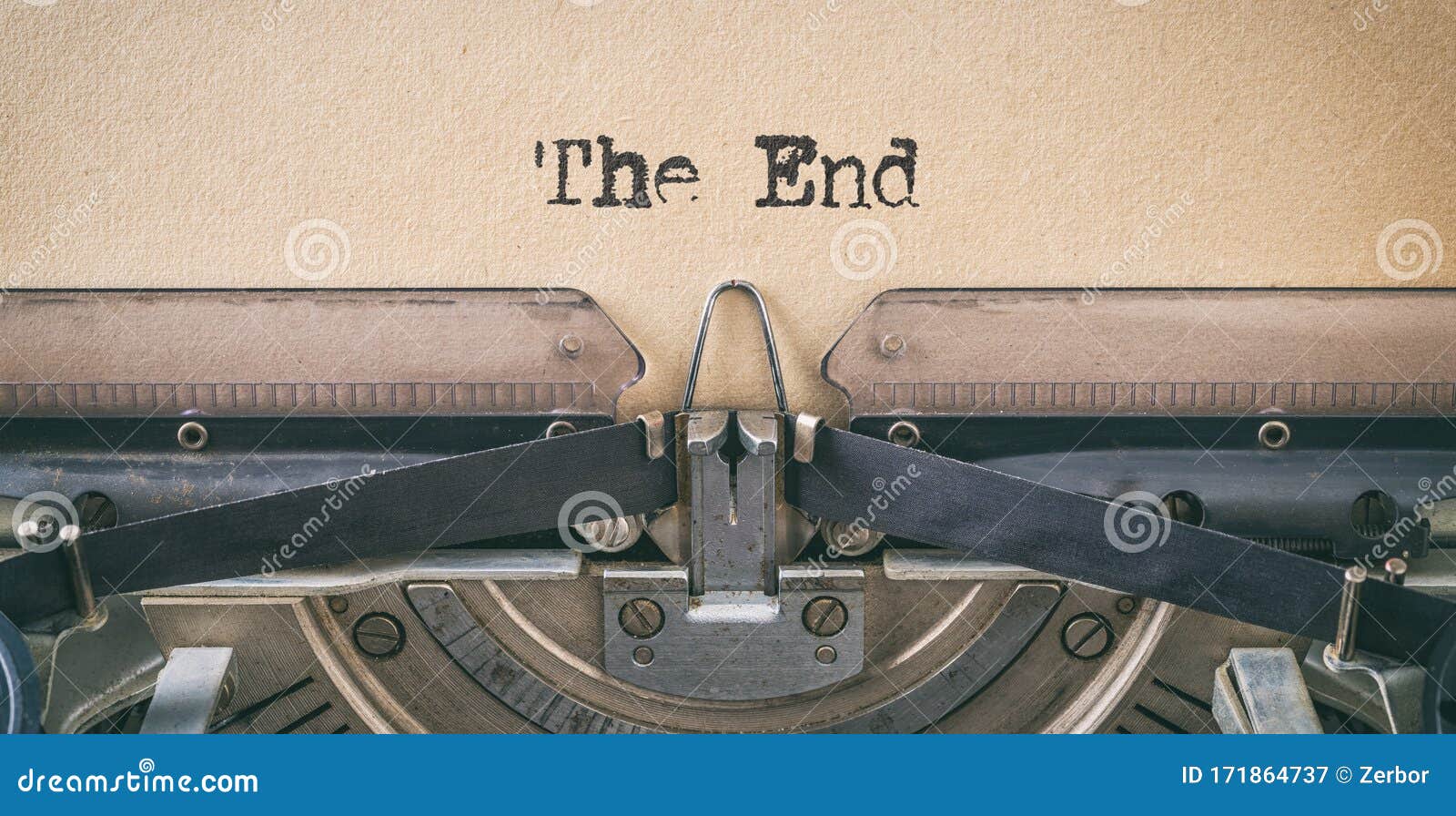 Text Written with a Vintage Typewriter - the End Stock Image - Image of ...