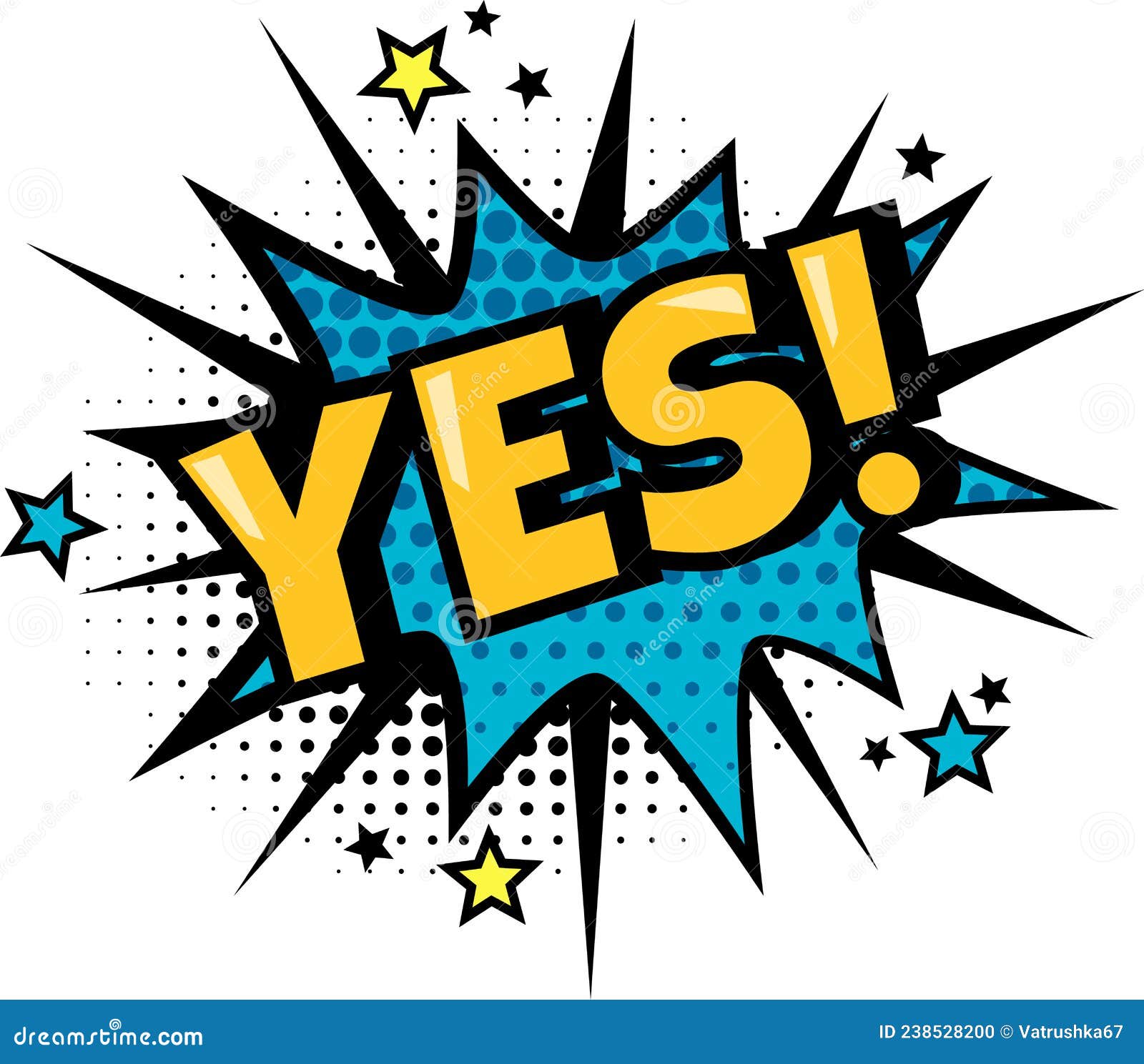 Text Yes Sound Comics Pop Art Style Dotted Stock Vector - Illustration ...