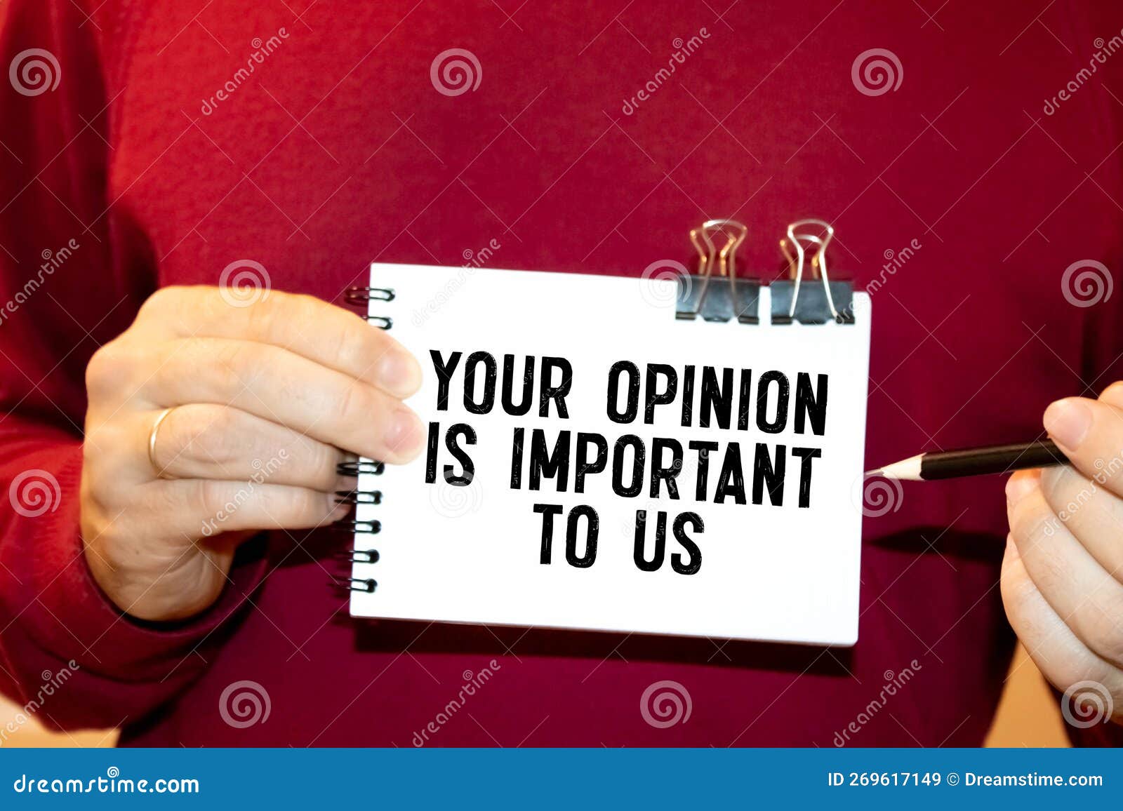 Text Your Opinion is Important To Us, Written on Notepad and Wooden ...