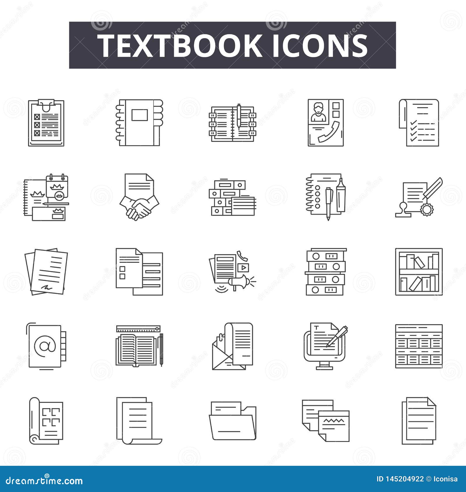 Textbook Line Icons, Signs, Vector Set, Outline Illustration Concept ... Textbook Line Icons, Signs, Vector Set, Outline Illustration Concept ...