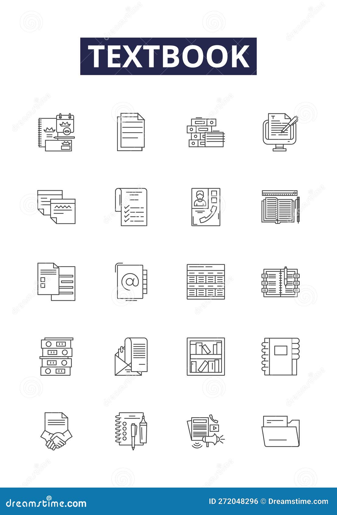 Textbook Line Vector Icons and Signs. Manual, Guide, Primer, Study ...