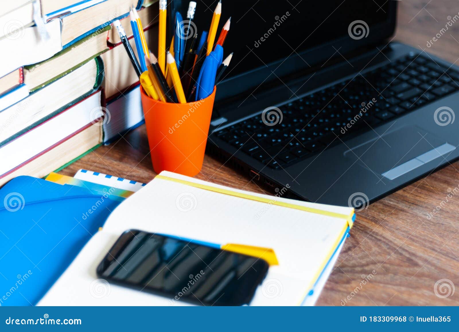 Textbook, Notebook, Laptop Computer, Mobile Phone Smartphone, Stack of ...