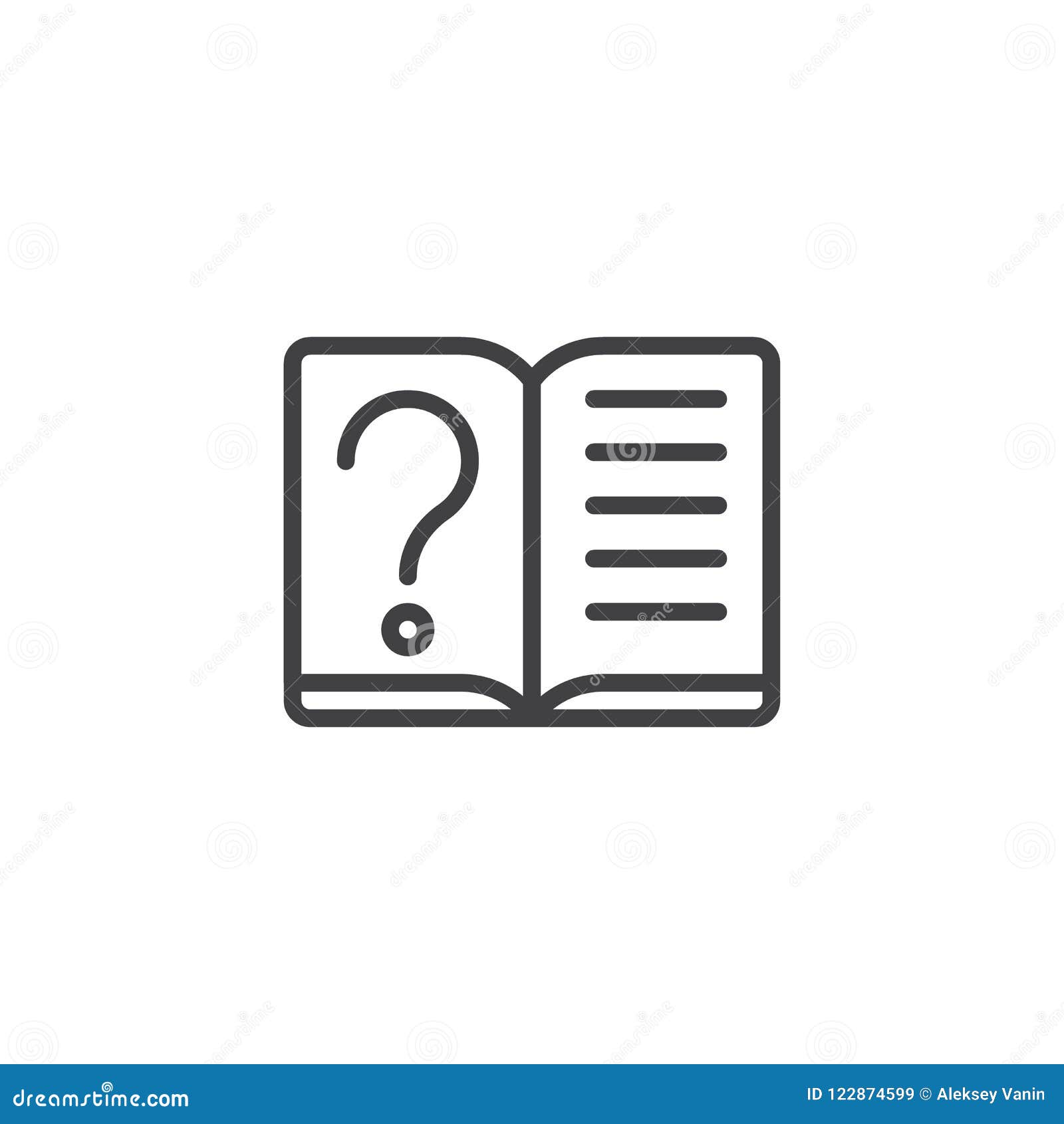 Textbook with Question Mark Outline Icon Stock Vector - Illustration of ...