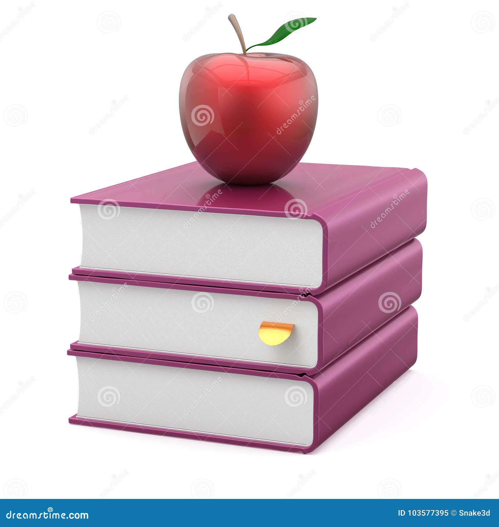 Textbook Stack Books Purple Blank Covers Red Apple Icon Stock ...