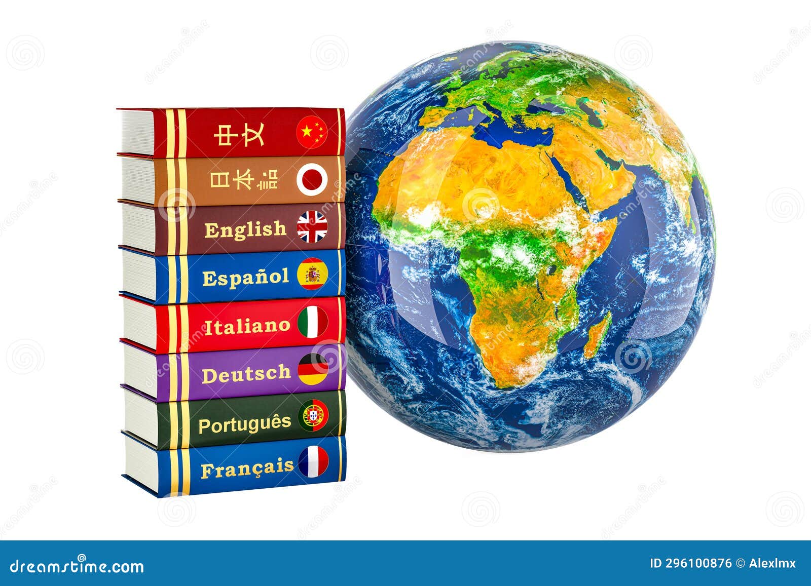Textbooks or Dictionaries with Earth Globe. Global Language Learning ...
