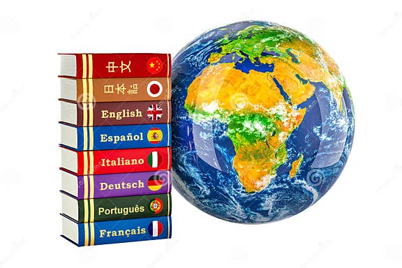 Textbooks or Dictionaries with Earth Globe. Global Language Learning ...