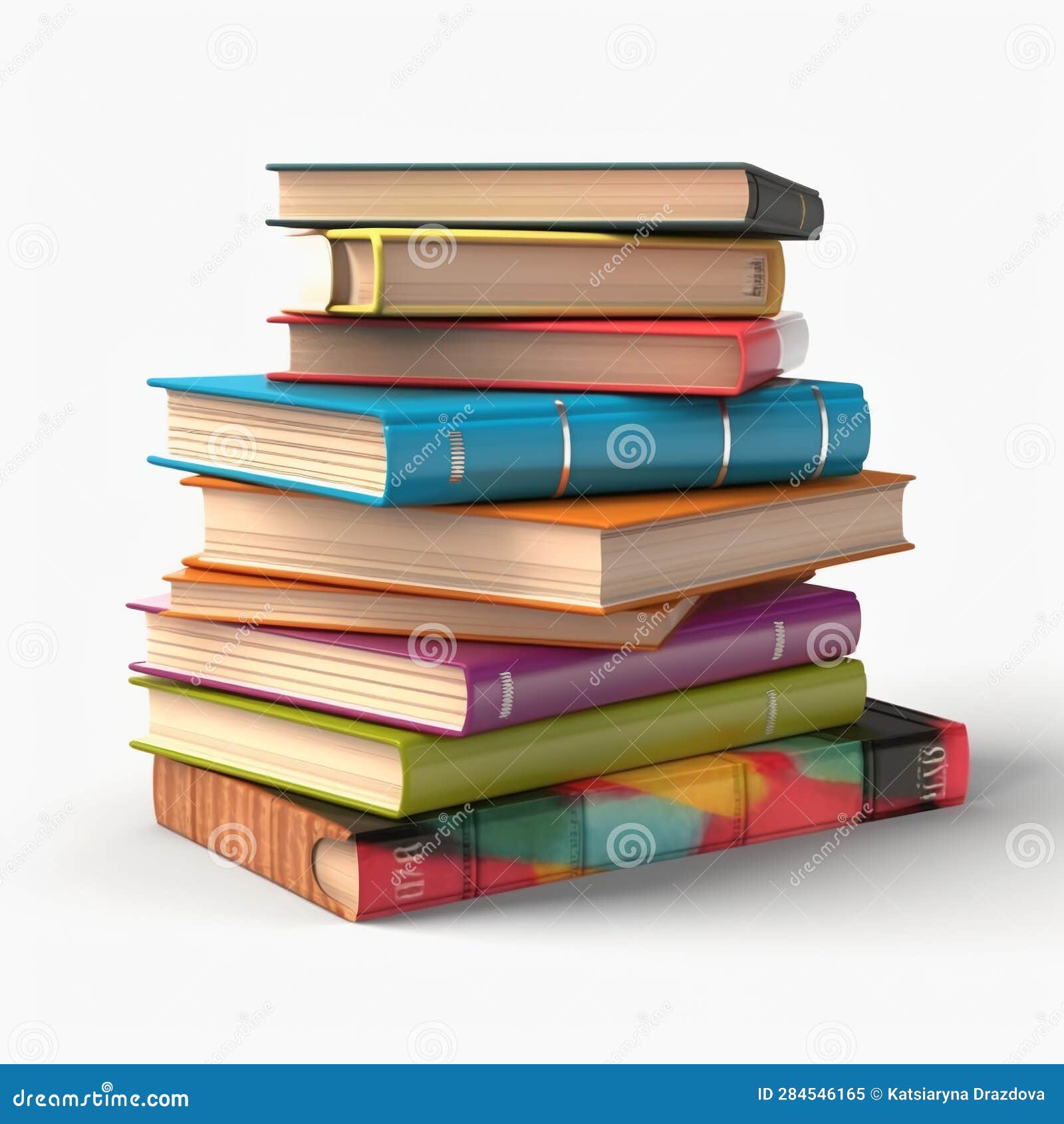 Textbooks Stack on a White Background. 3D Illustration. Generative AI ...