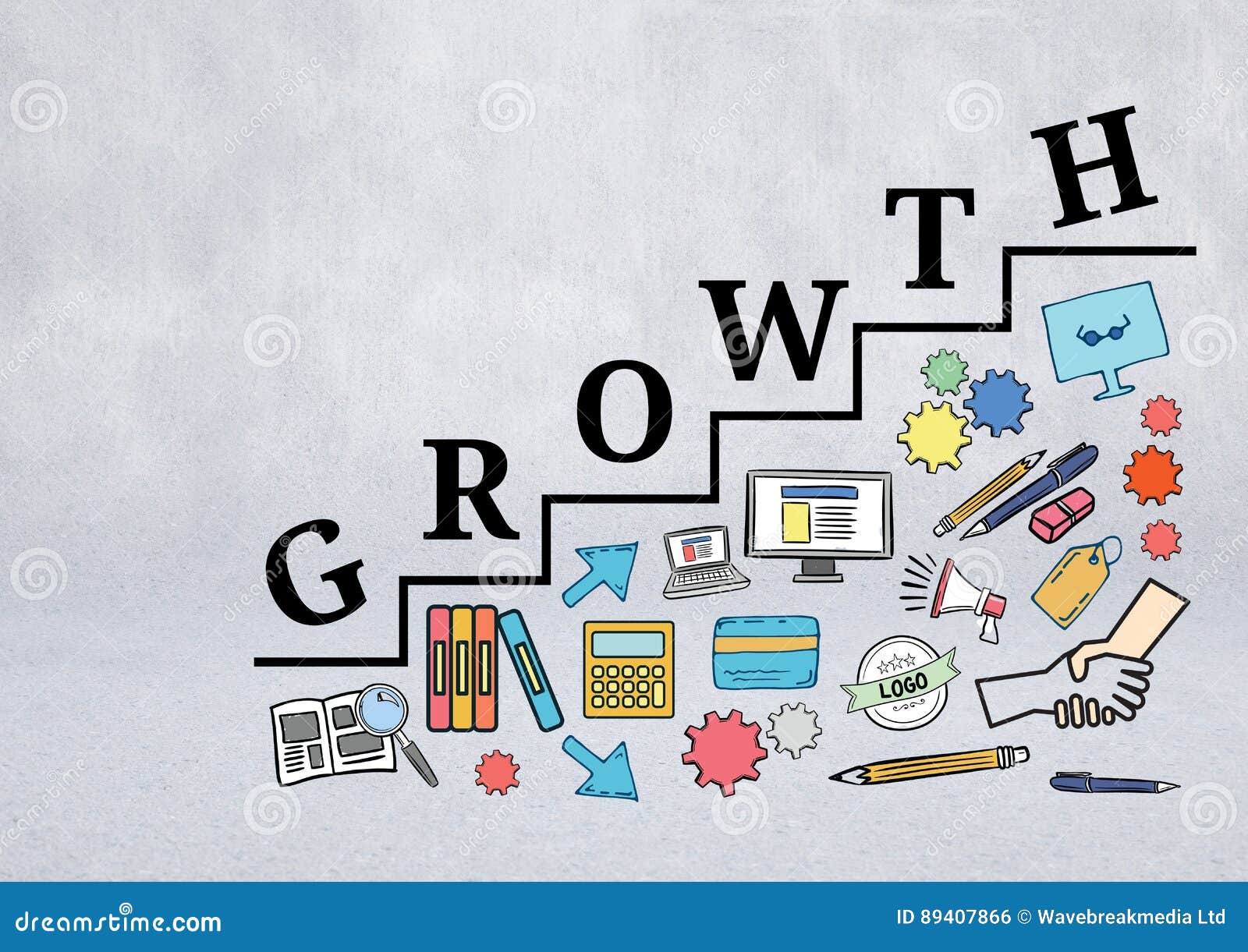 Texte De Croissance Avec Des Graphiques De Dessins Illustration Stock ...