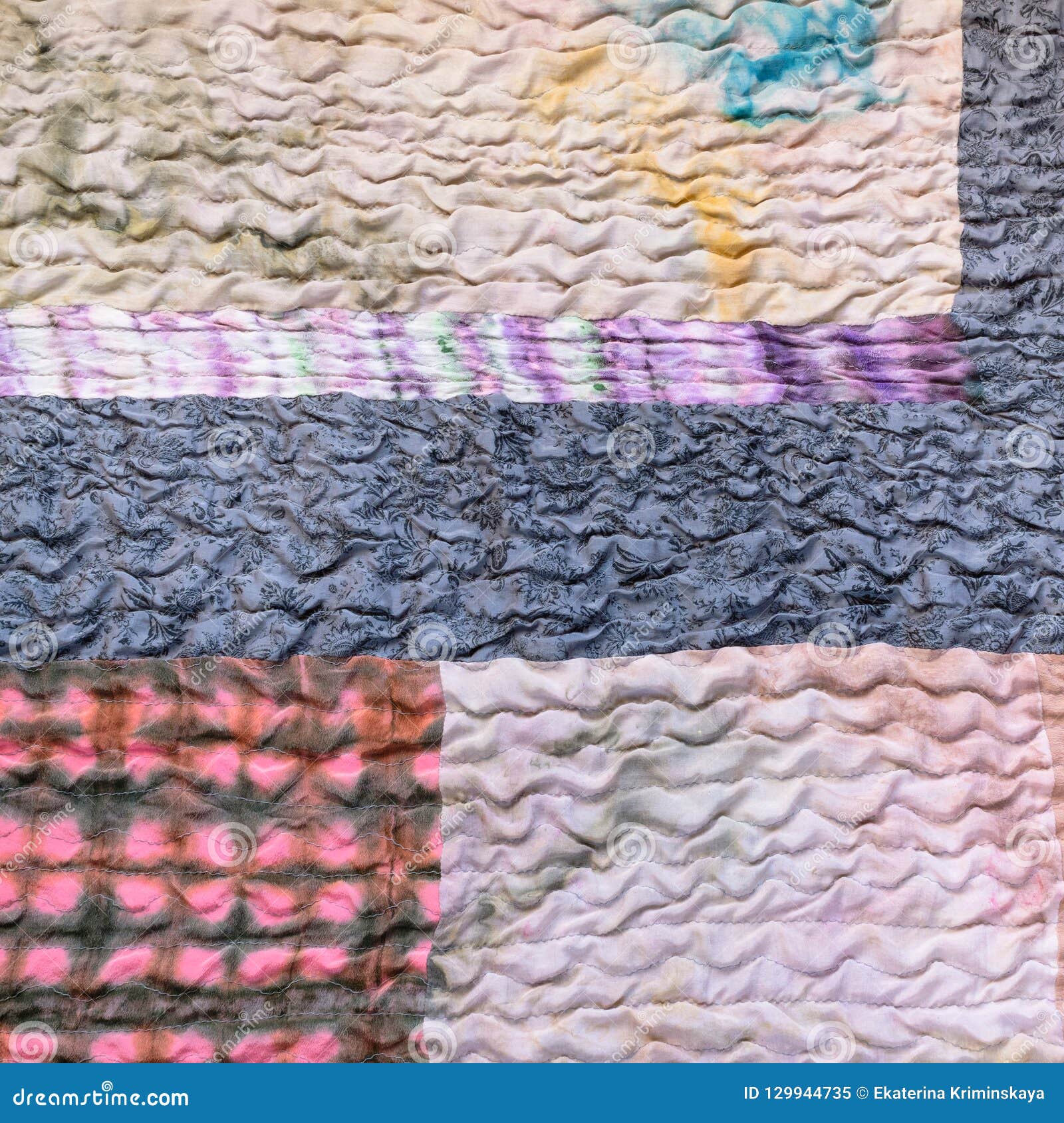 Various Sewn Pieces of Patchwork Cloth Stock Image - Image of blue ...