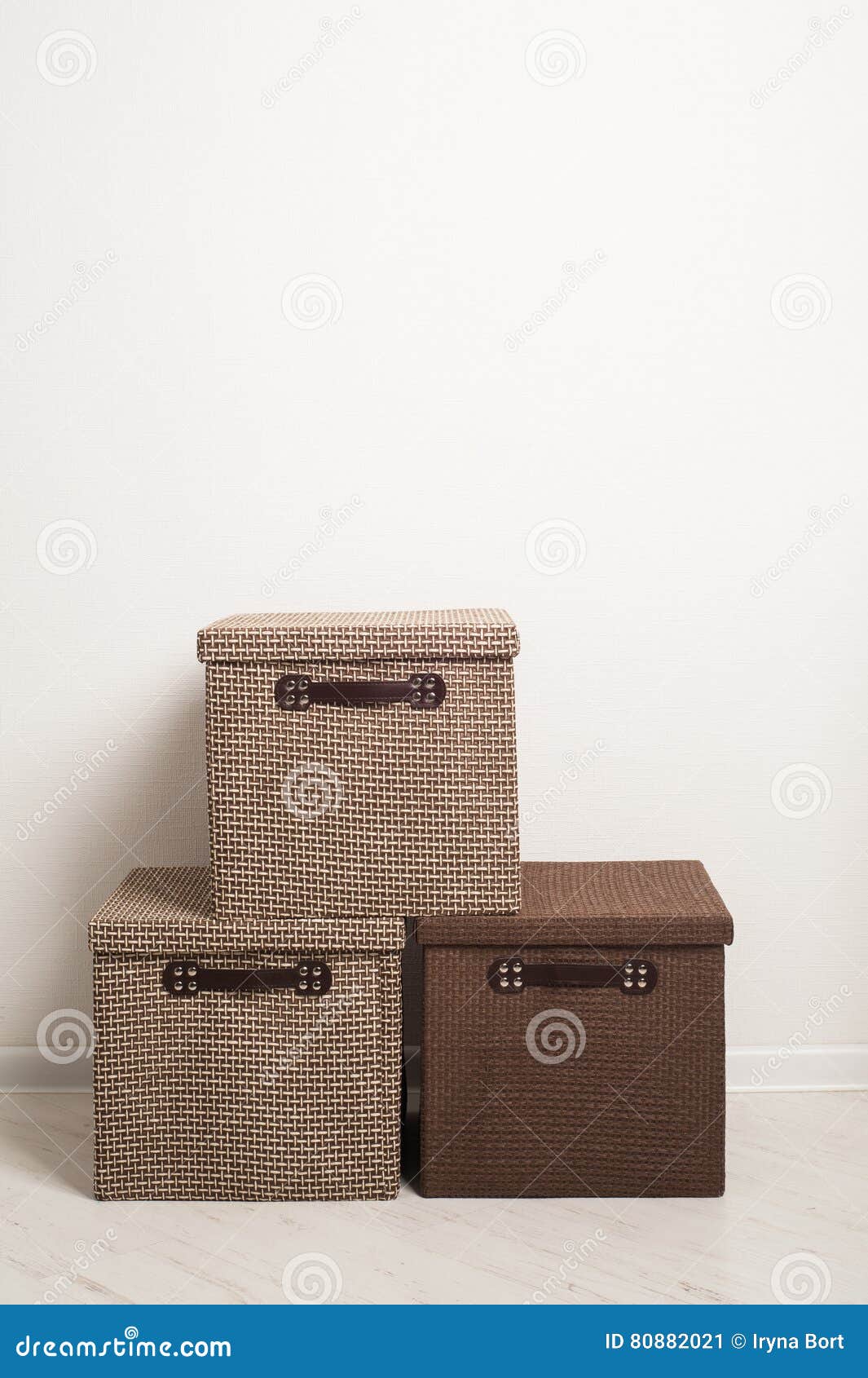 Textile Beige and Brown Storage Boxes Stock Image - Image of interior ...