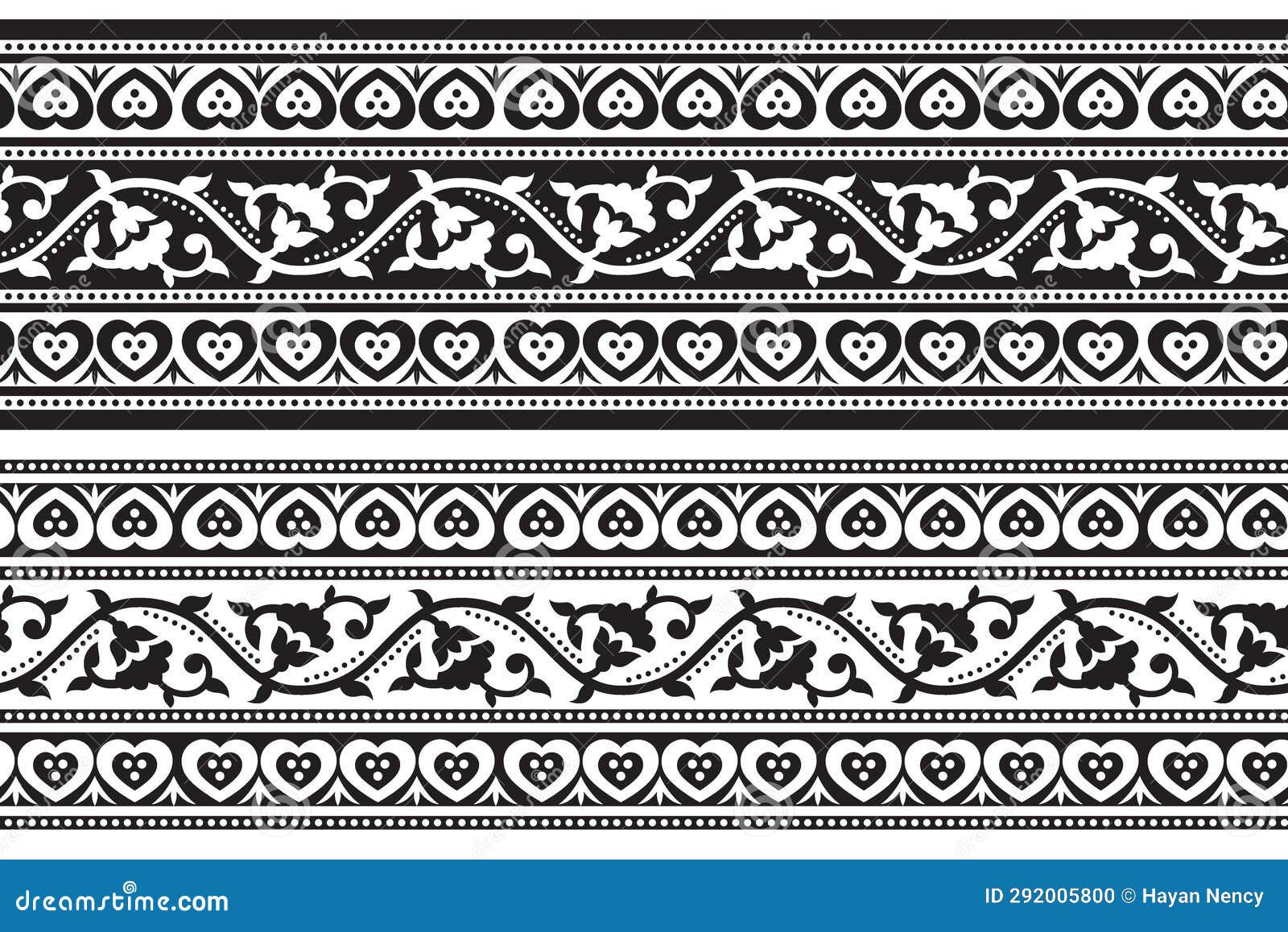 Textile Border Pattern on Black Background Stock Illustration ...