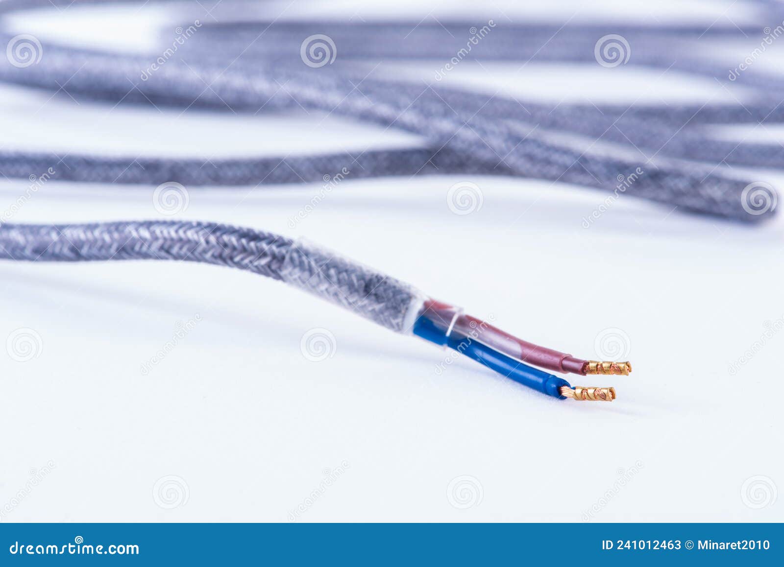Textile Braided Electrical Cable Cord with Terminals Stock Image ...