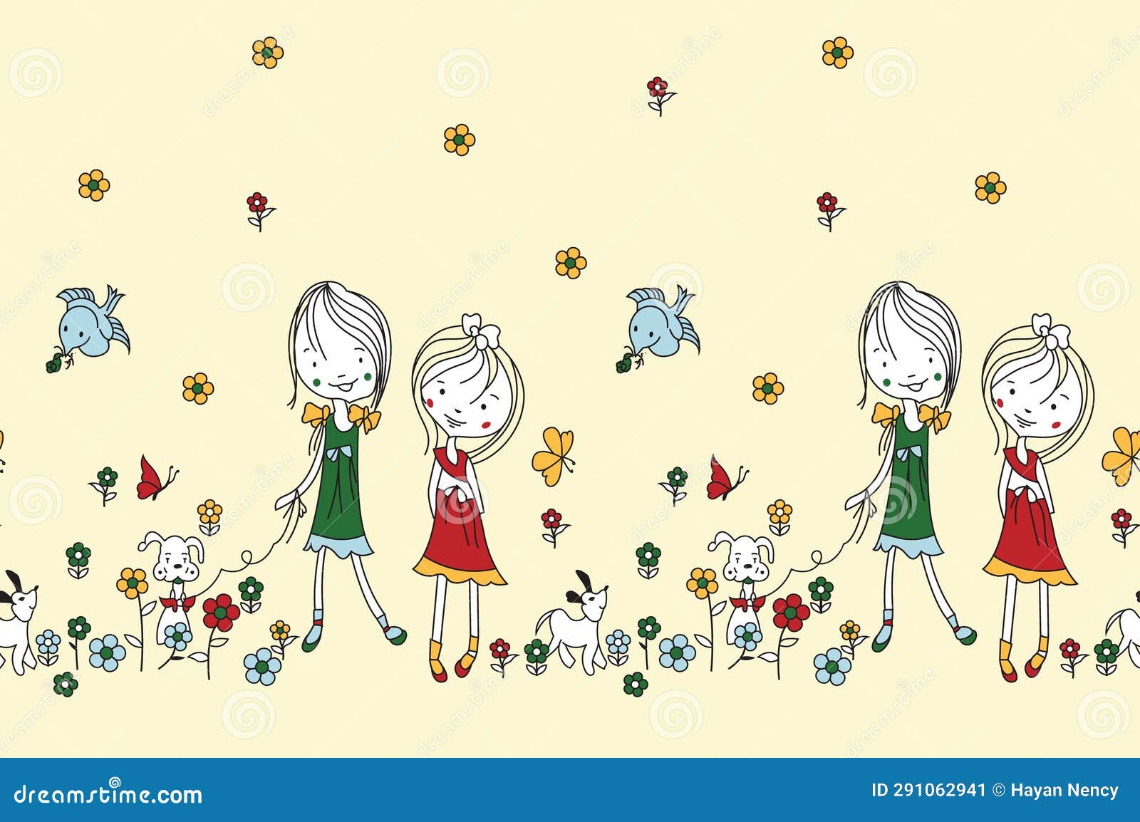 Textile Cartoon Border Pattern on Background Stock Vector ...