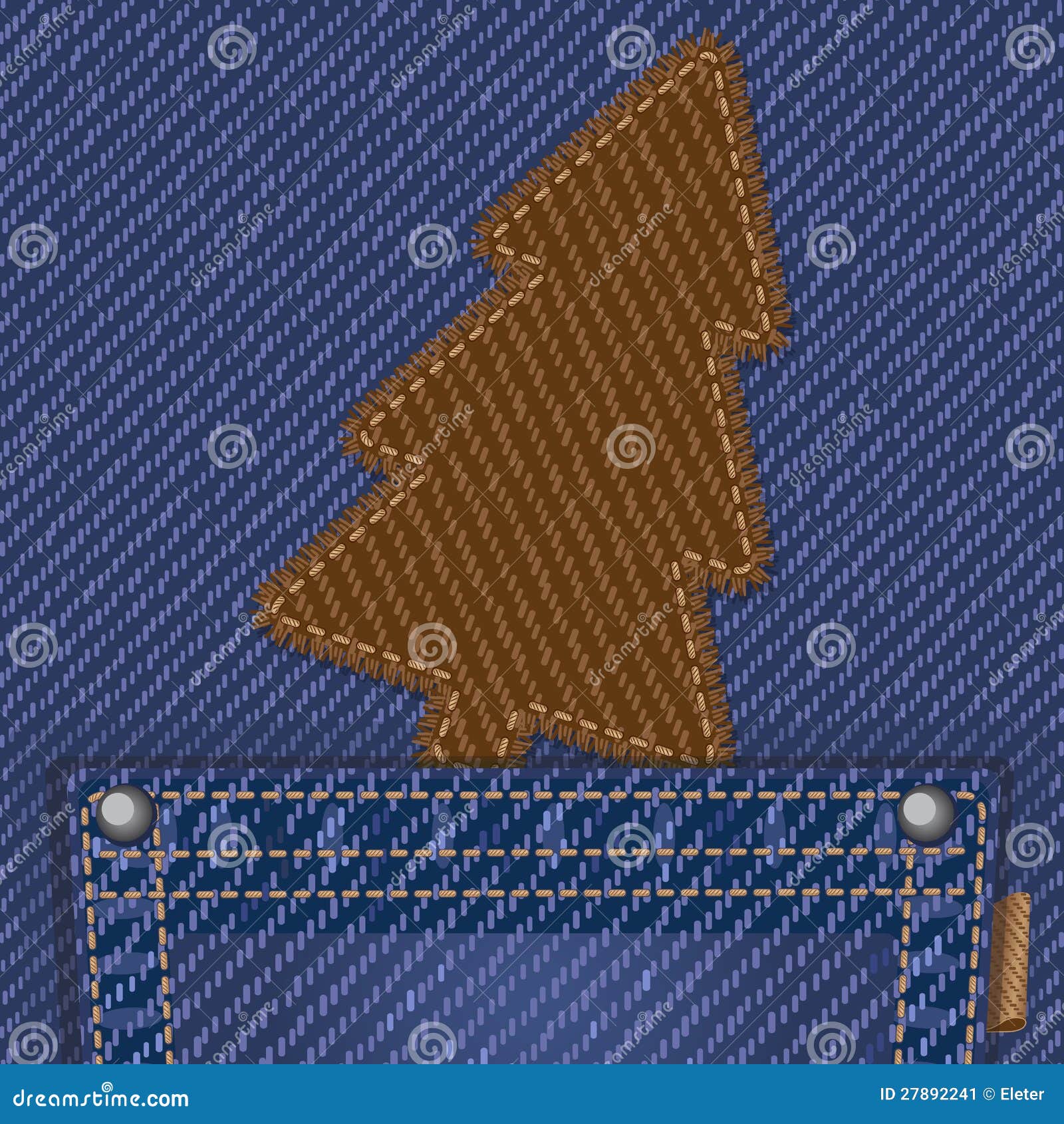 Textile Christmas Tree in Jeans Pocket Stock Vector - Illustration of ...