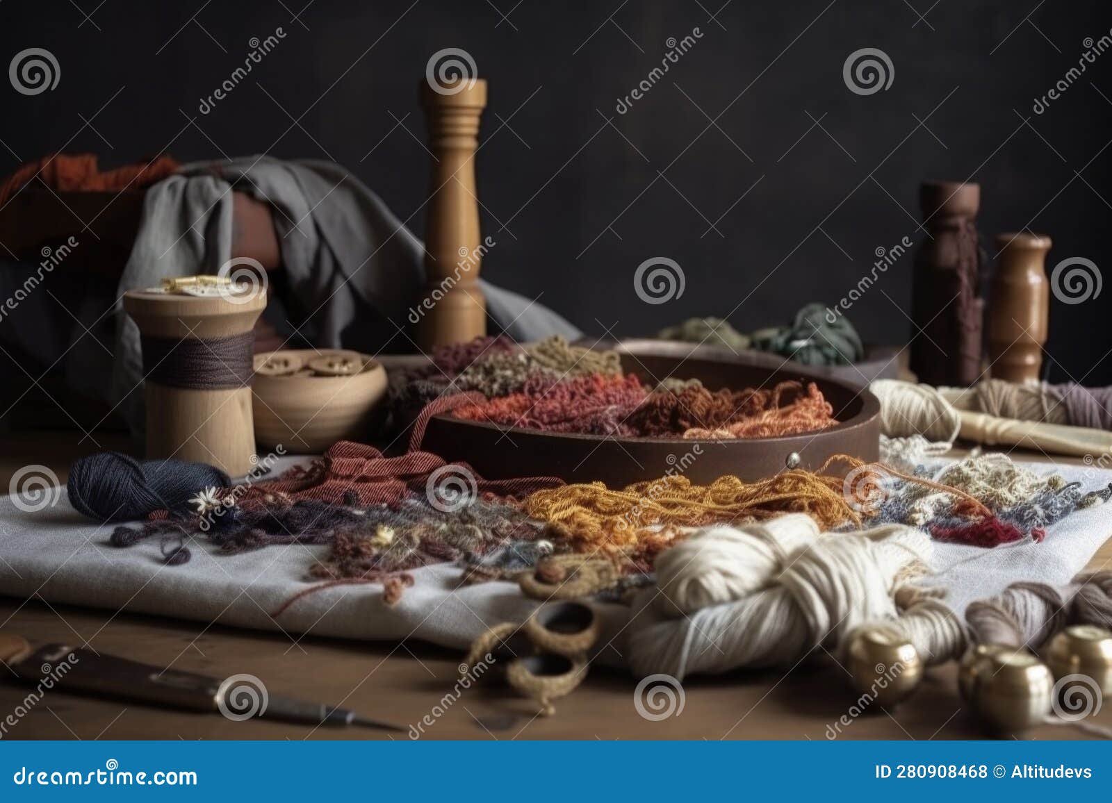 Textile Crafts Workshop, with Tools and Materials for Creating Unique ...