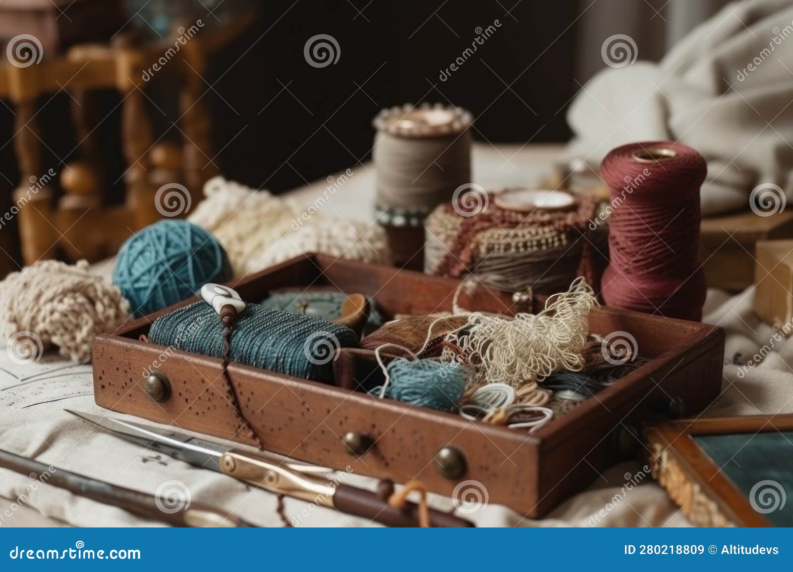 Textile Crafts Workshop, with Tools and Materials for Creating Unique ...
