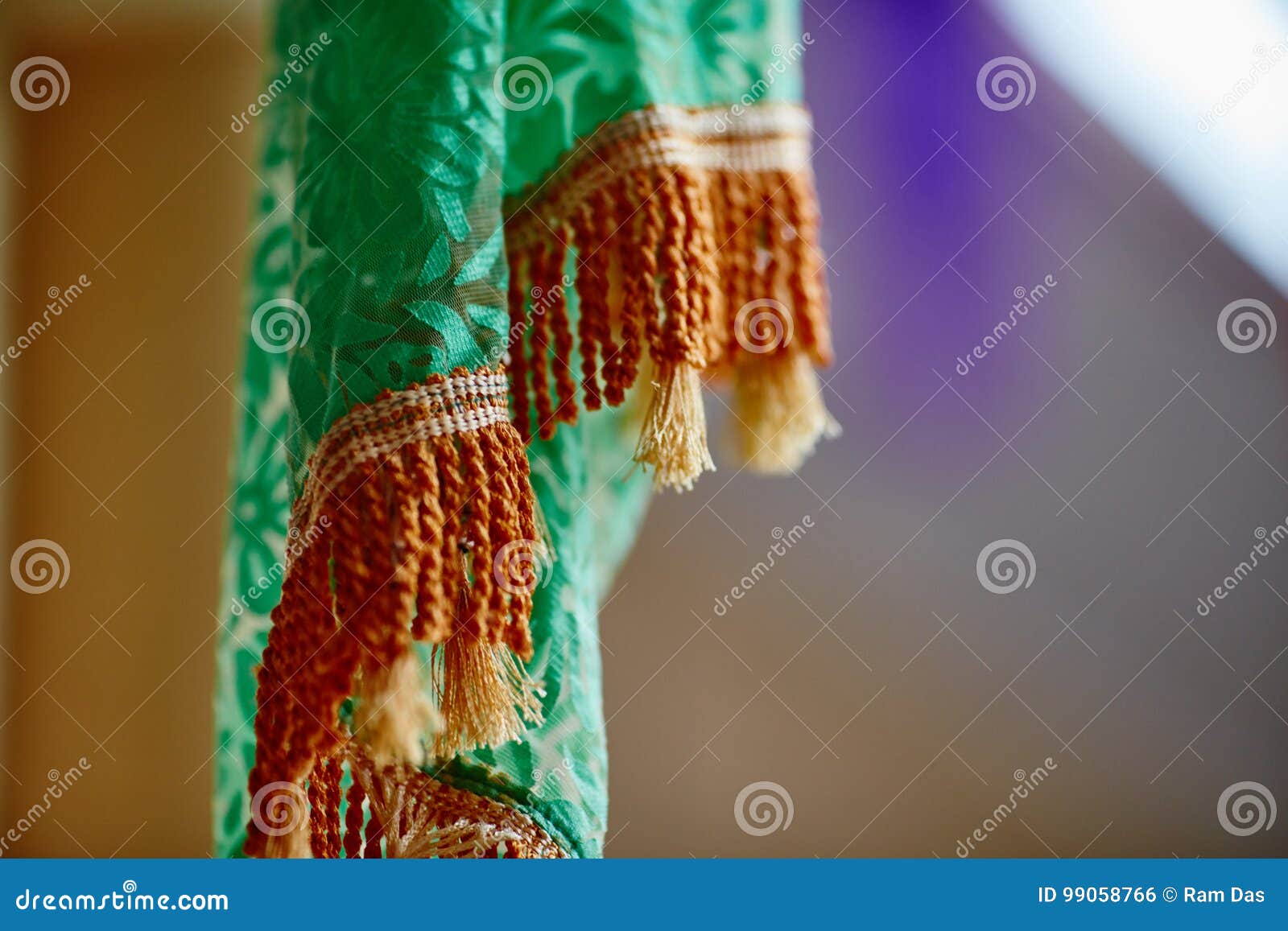 Textile Decorations Hanging Inside Indian Temple Macro Stock Photo ...