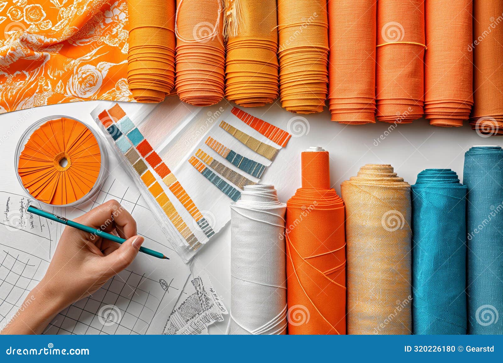 Textile Designer Planning a Color Scheme with Swatch Stock Photo ...
