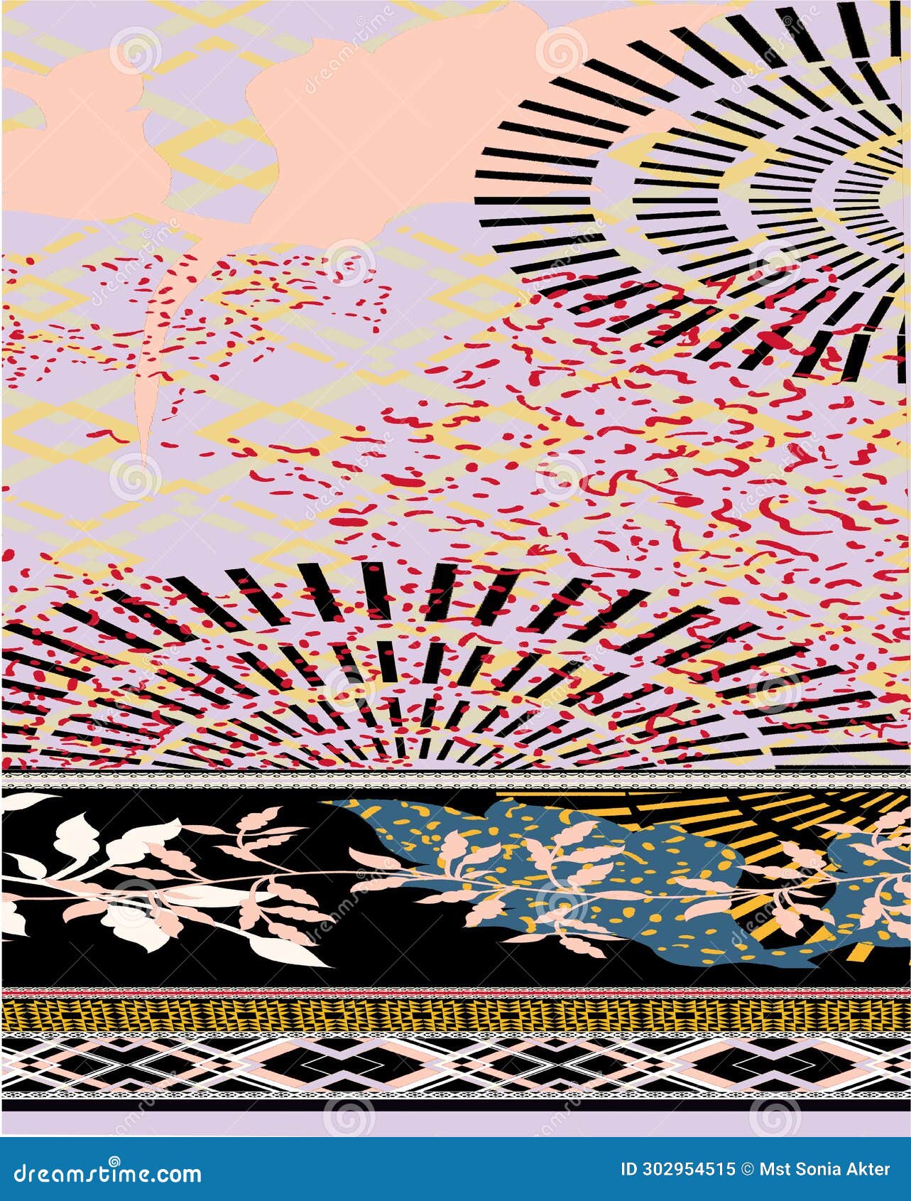 A Contemporary Digital Print Design for Stylish Ladies Dresses Stock ...