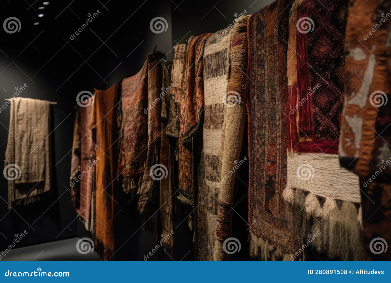 Textile Display with a Variety of Textures and Patterns from Different ...