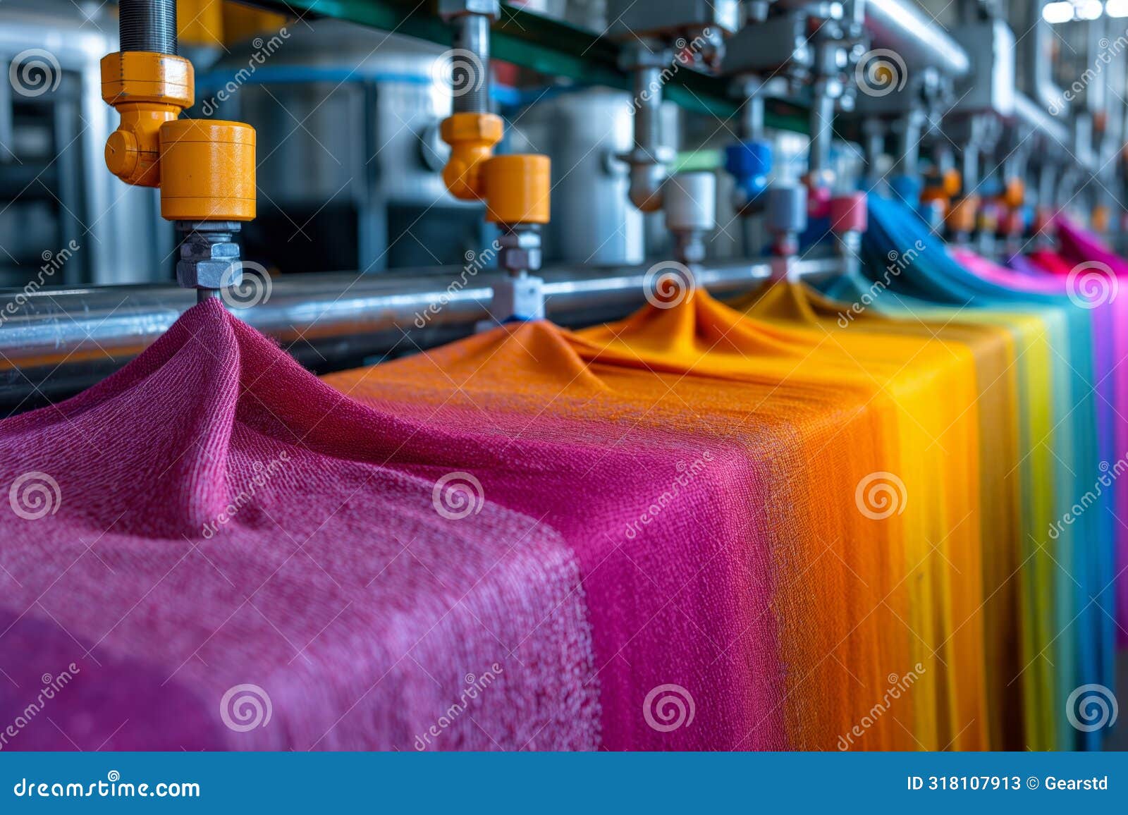 Fabric Dyeing Process with Colorful Array Stock Image - Image of ...