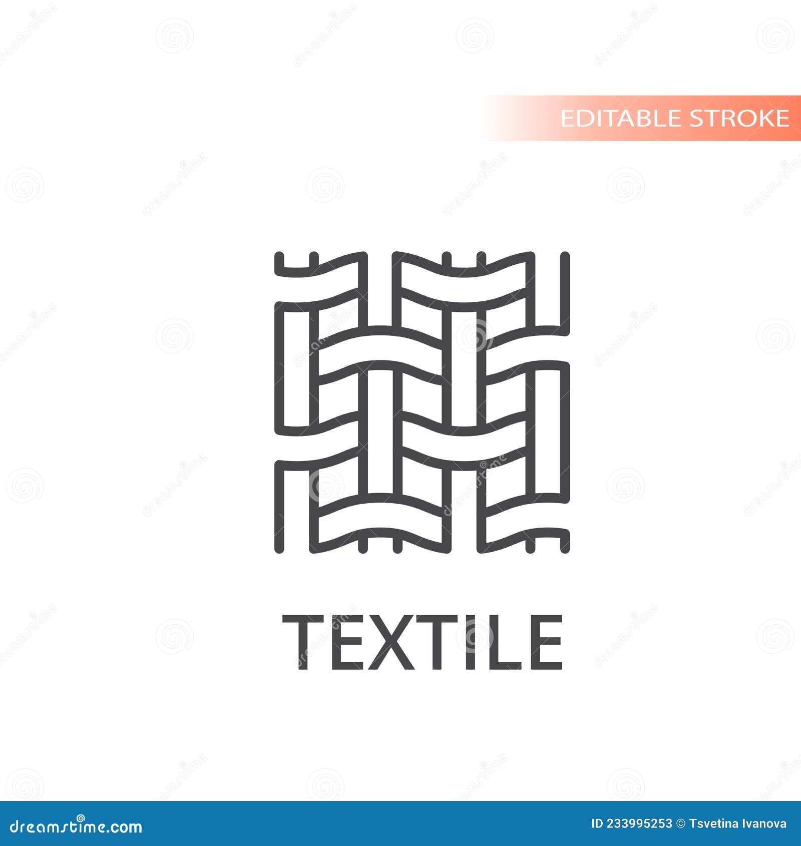 Textile Fabric Line Vector Icon. Outline, Editable Stroke Stock Vector ...